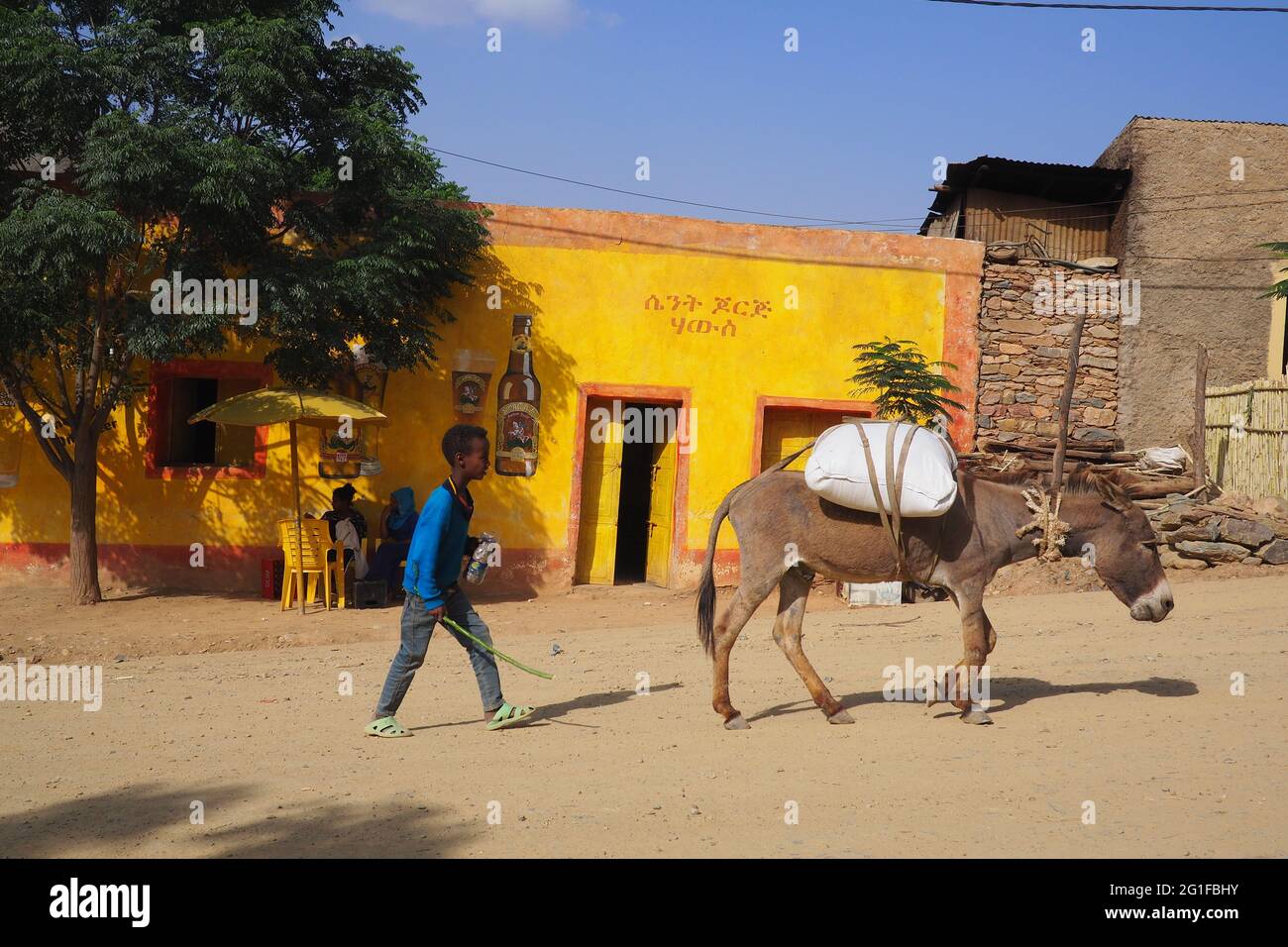 Small town in rural Tigray, Ethiopia, on the border with Eritrea Stock ...