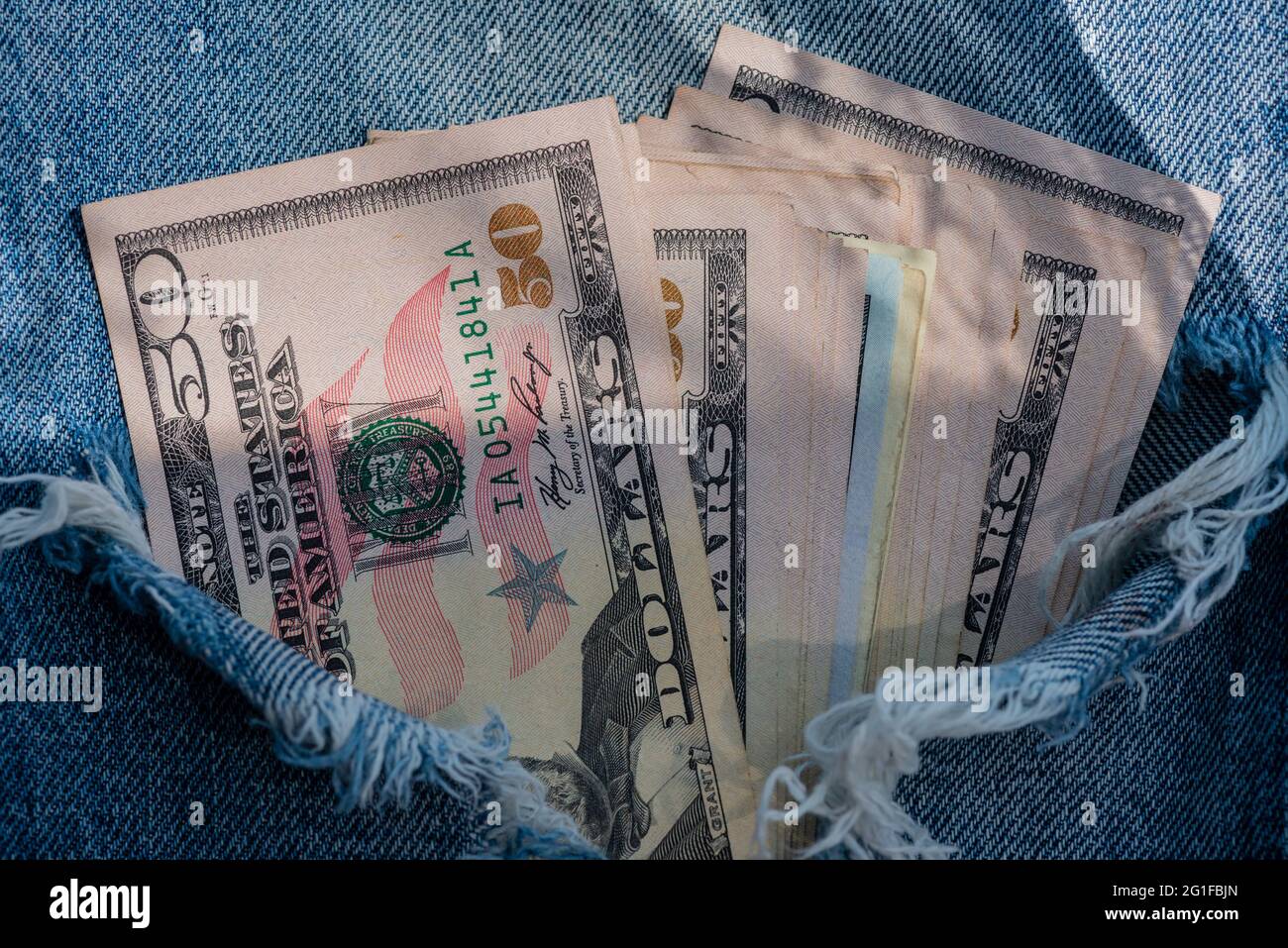 dollar banknotes. money in your pocket. paper money, currency, cash ...