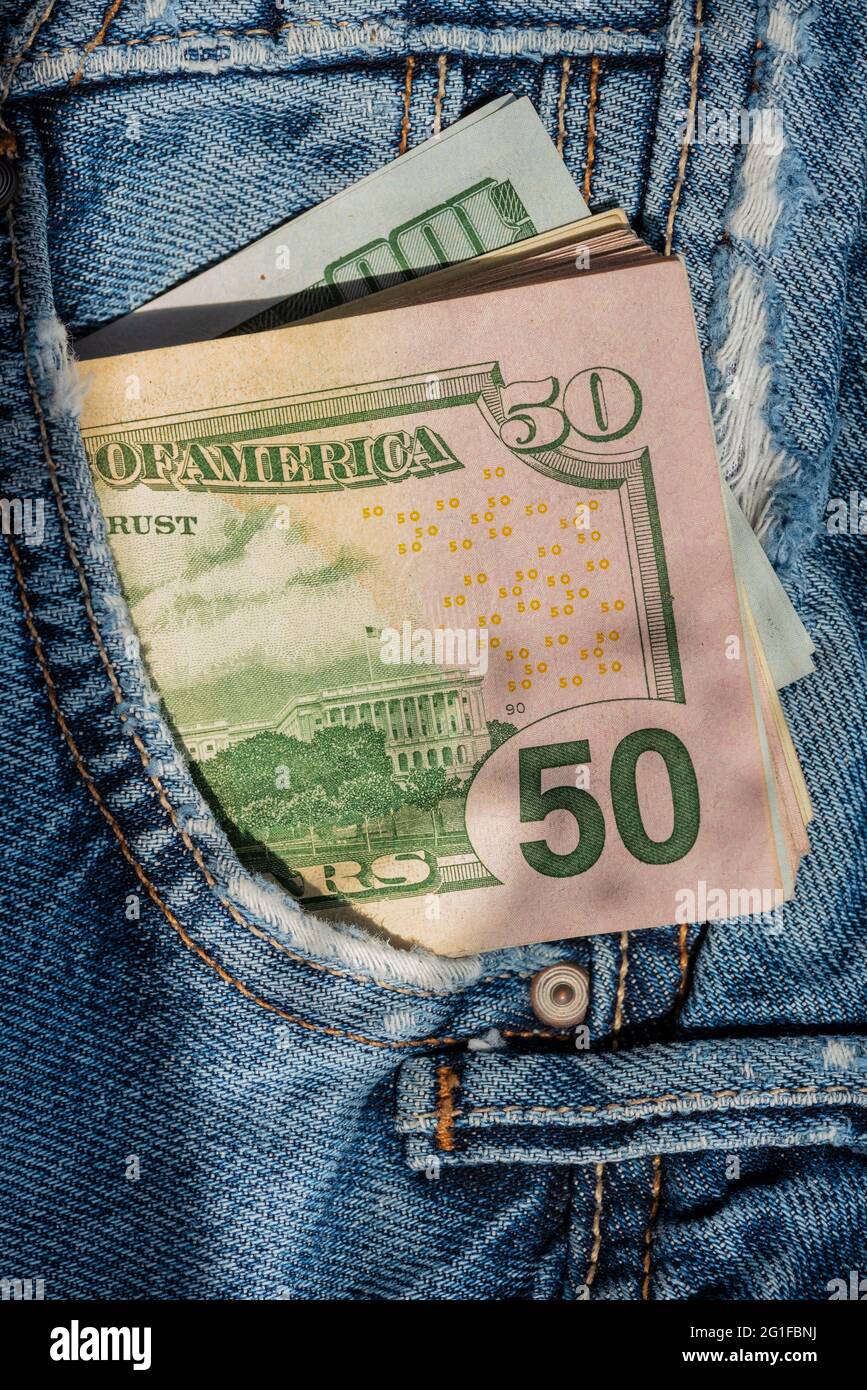 dollar banknotes. money in your pocket. paper money, currency, cash ...