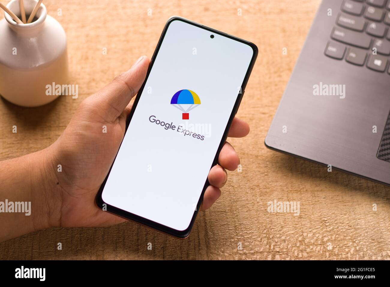 Assam, india -May 29, 2021 : Google Express logo on phone screen stock ...