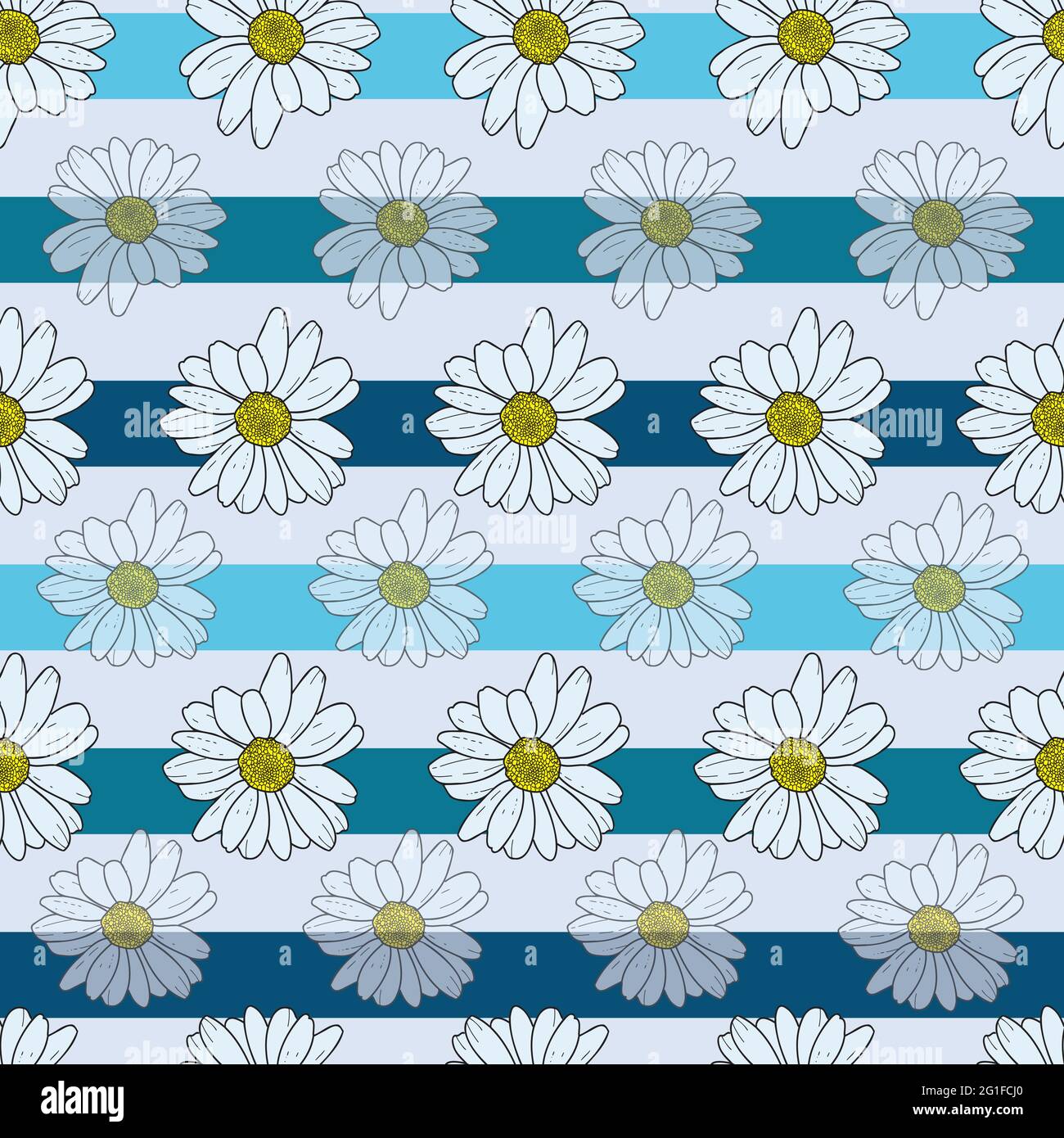 Vector pastel blue background daisy flowers, wild flowers and ...