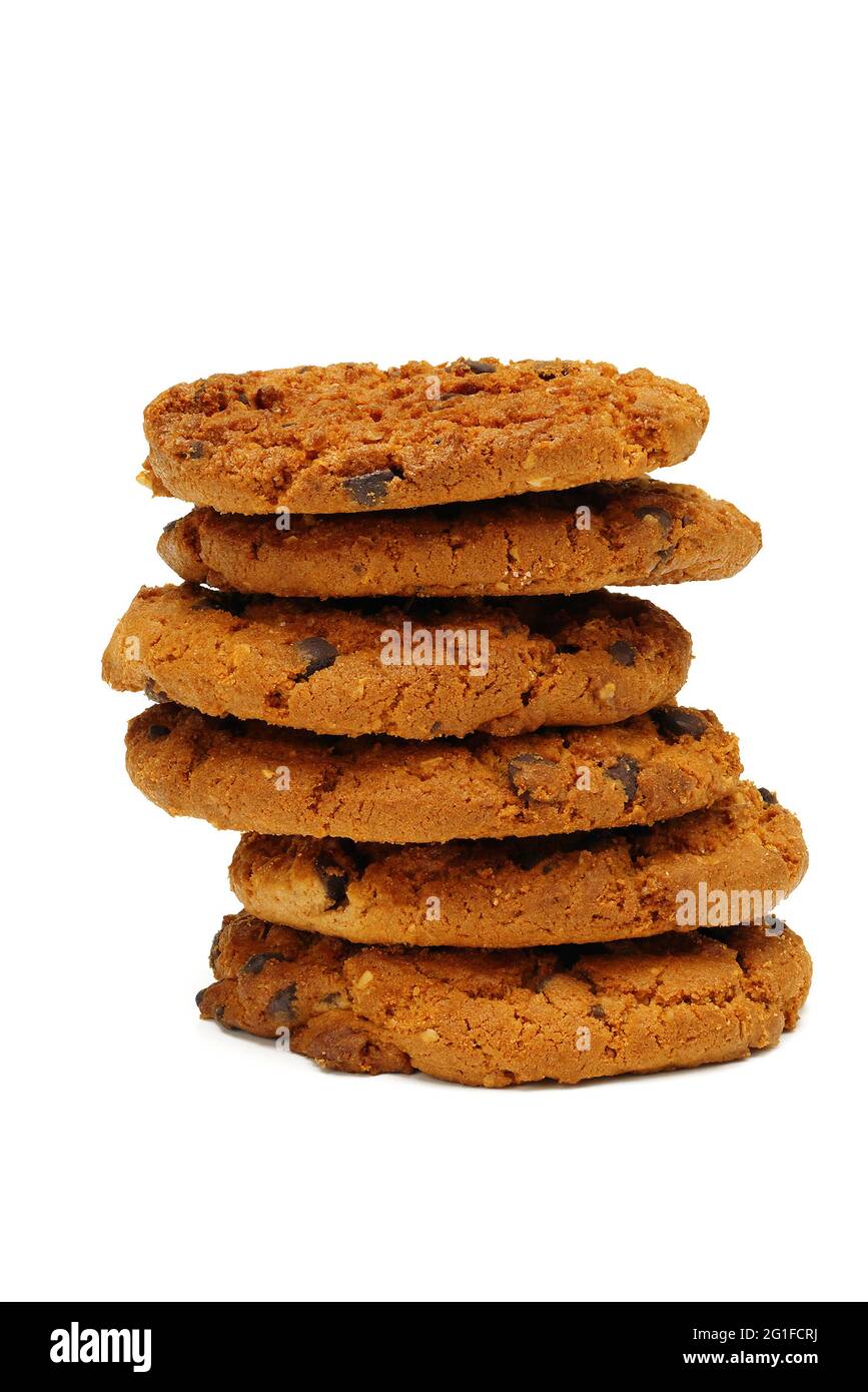 stack of chocolate chip cookies isolated on white background Stock ...