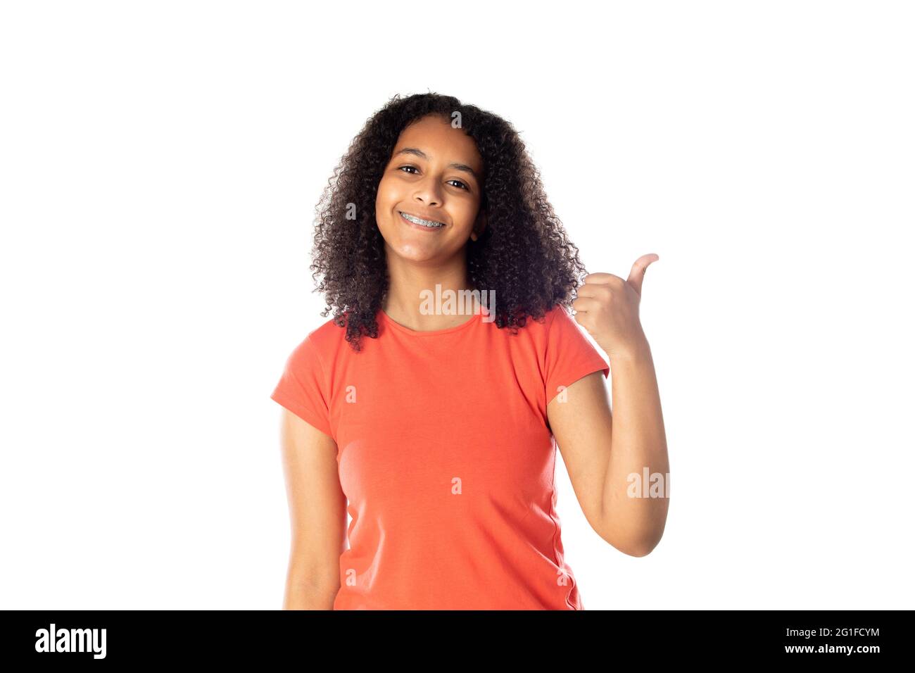 Mixed Race Girl With cute Afro Hair Stock Photo - Alamy