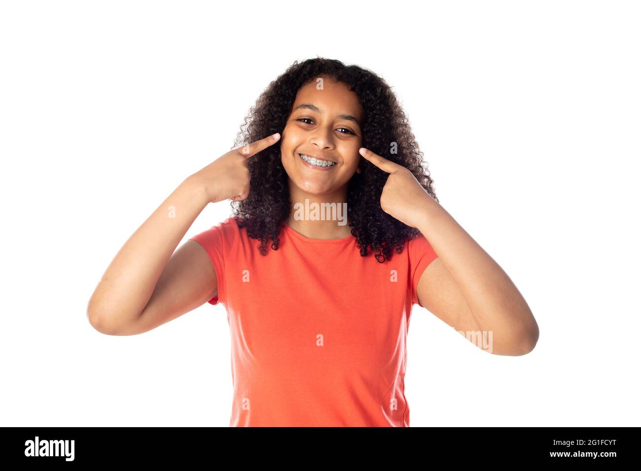Mixed Race Girl With cute Afro Hair Stock Photo - Alamy