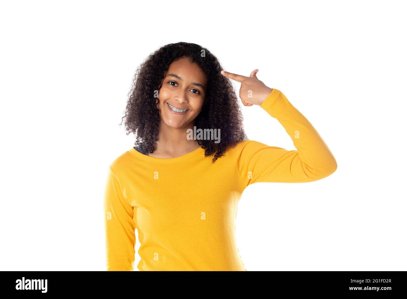 Mixed Race Girl With cute Afro Hair Stock Photo - Alamy