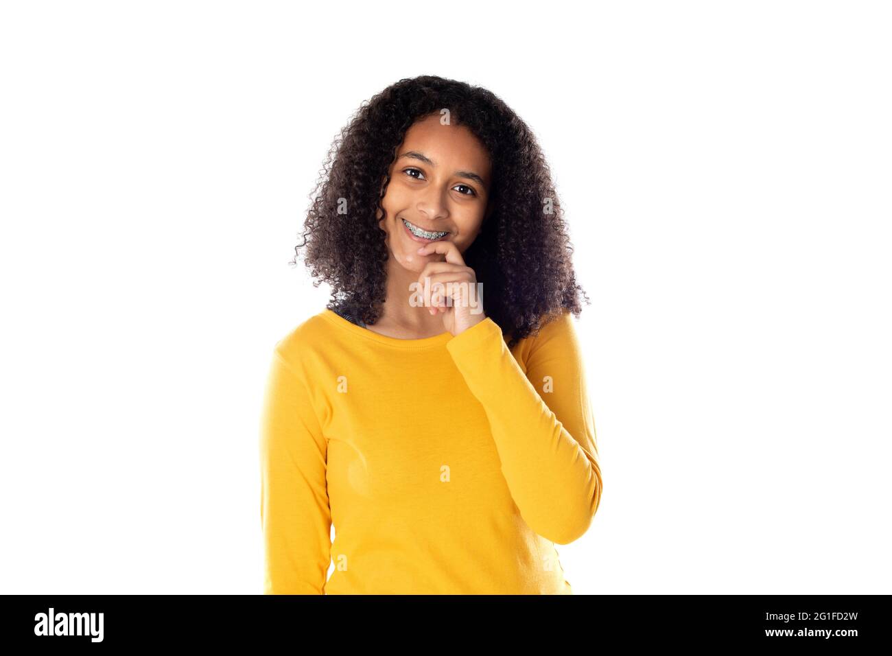 Mixed Race Girl With cute Afro Hair Stock Photo - Alamy