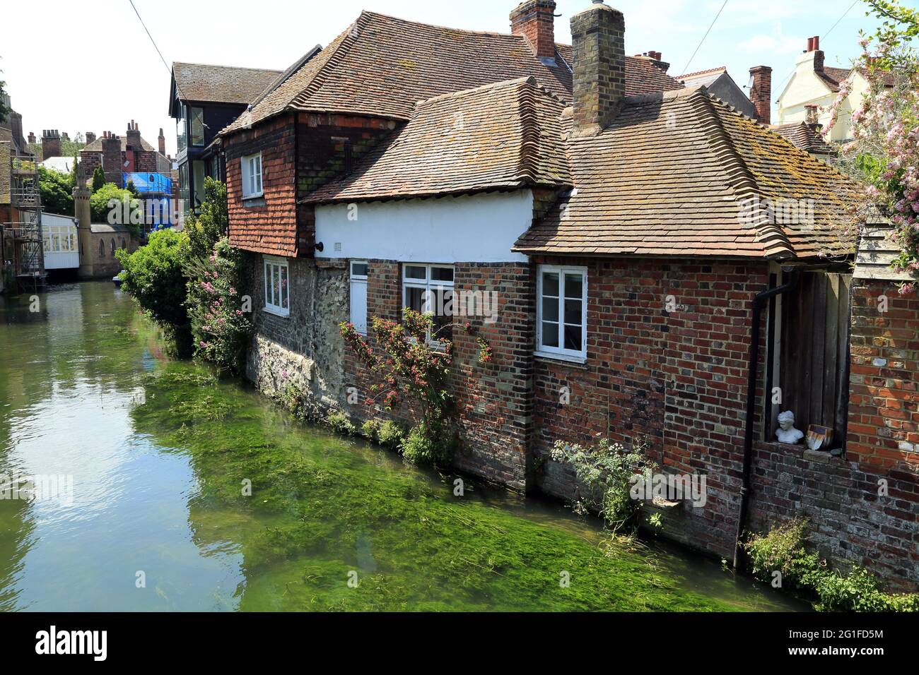 View of the Great Stour River from The Friars bridge, Canterbury, Kent ...