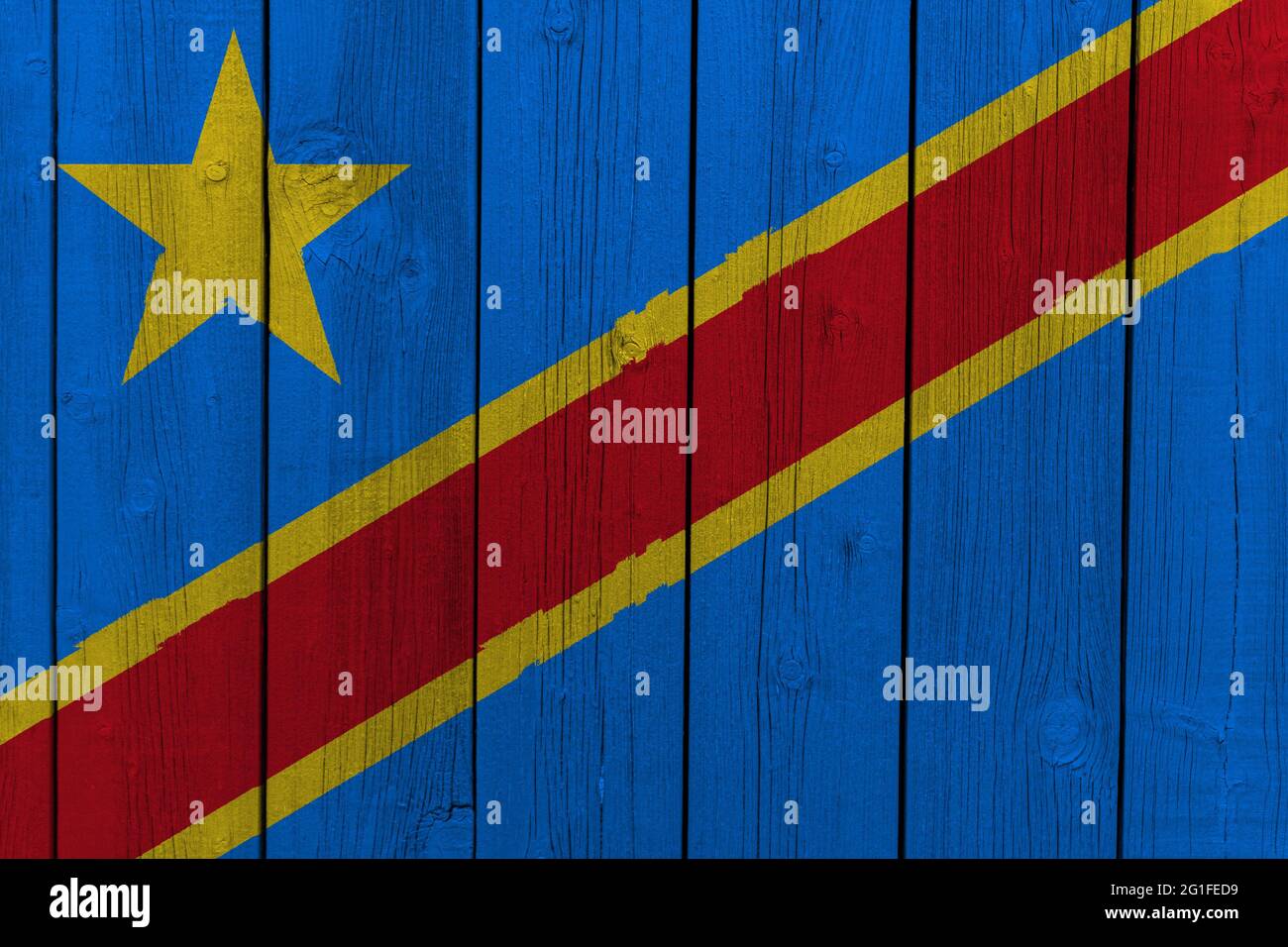 The National Flag of the Democratic Republic of Congo painted on a ...