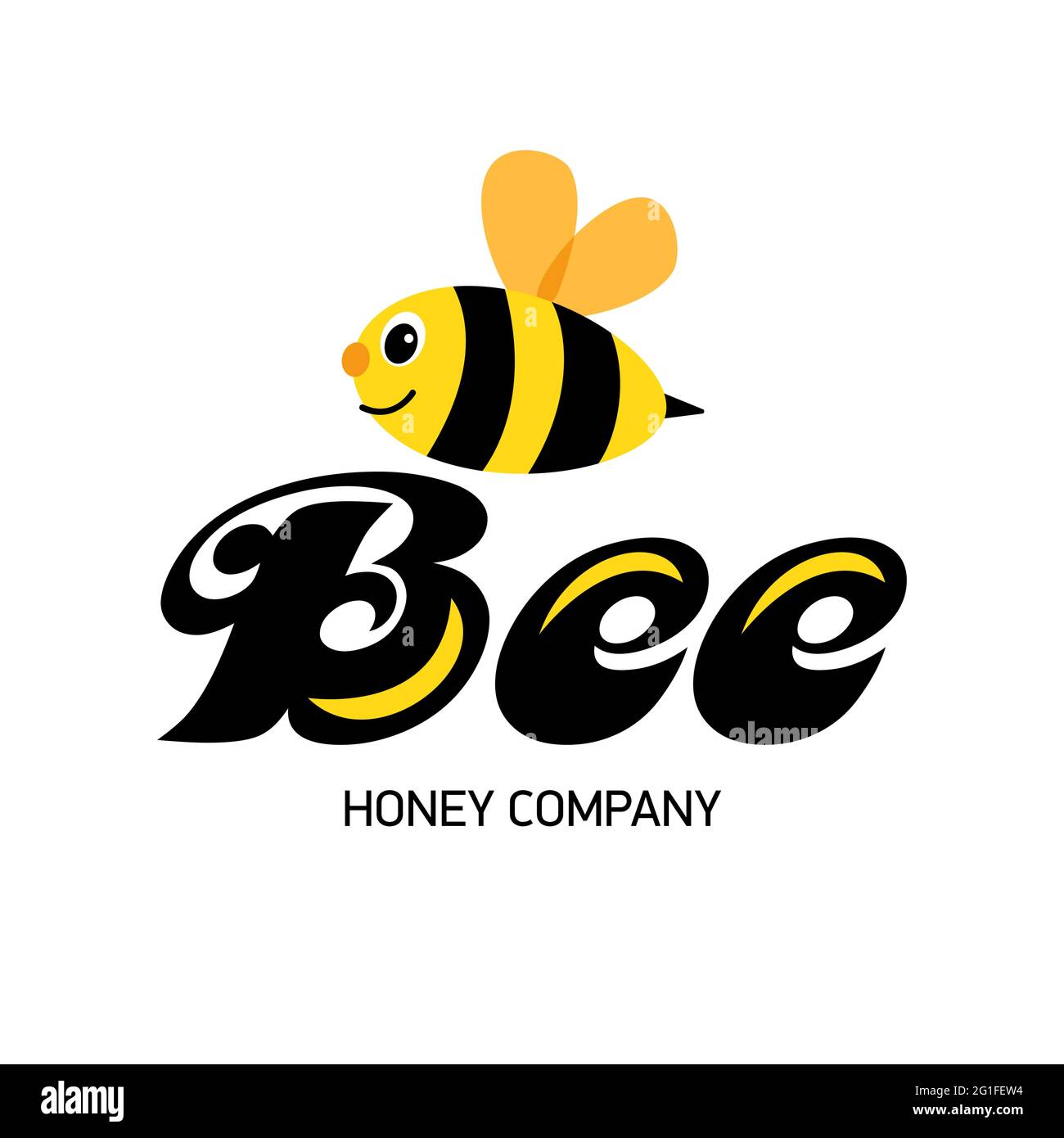Merry bee. Logo for honey producer company. Happy cartoon abstract bee ...
