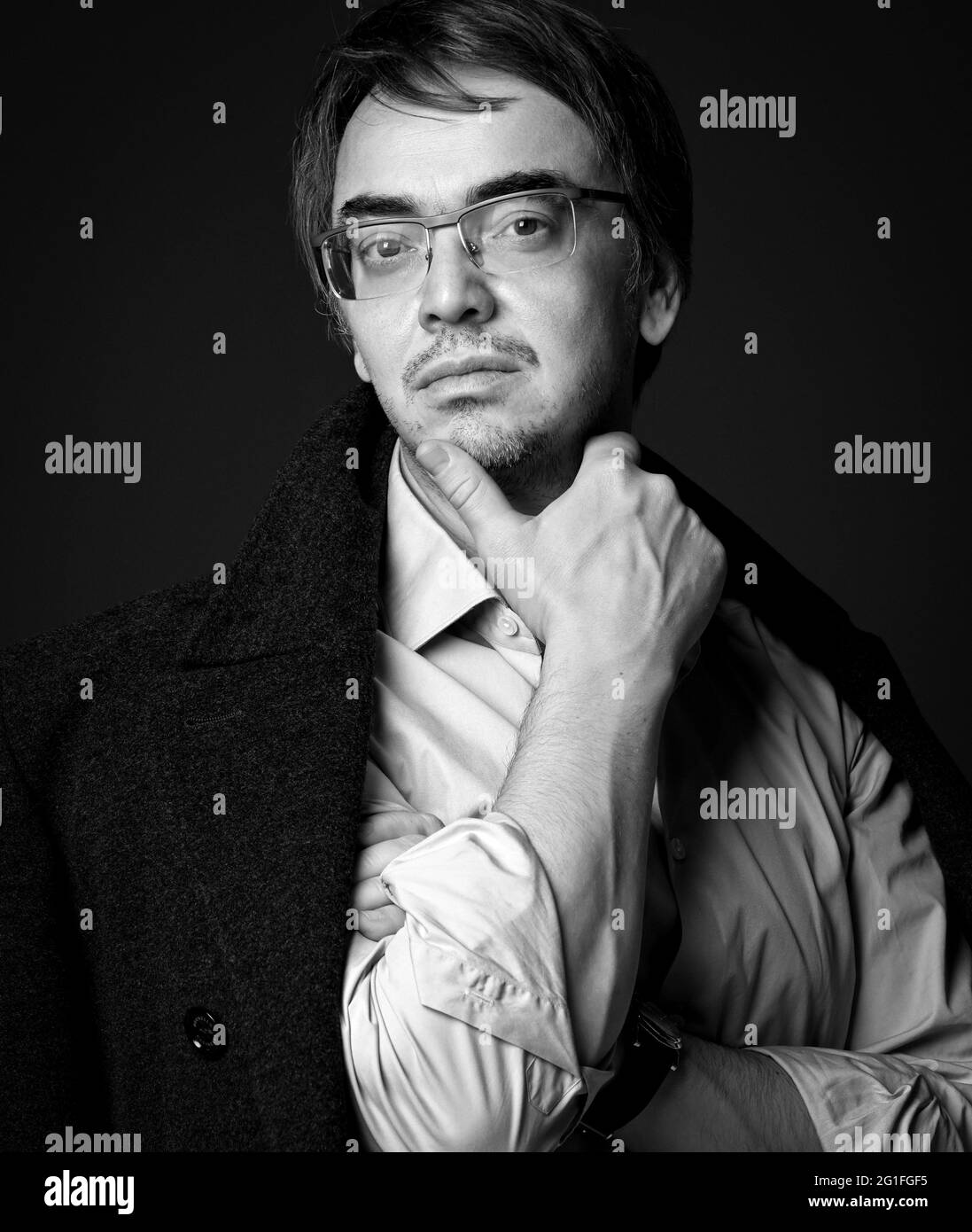 Black and white portrait of adult man literary critic, poet, writer in ...