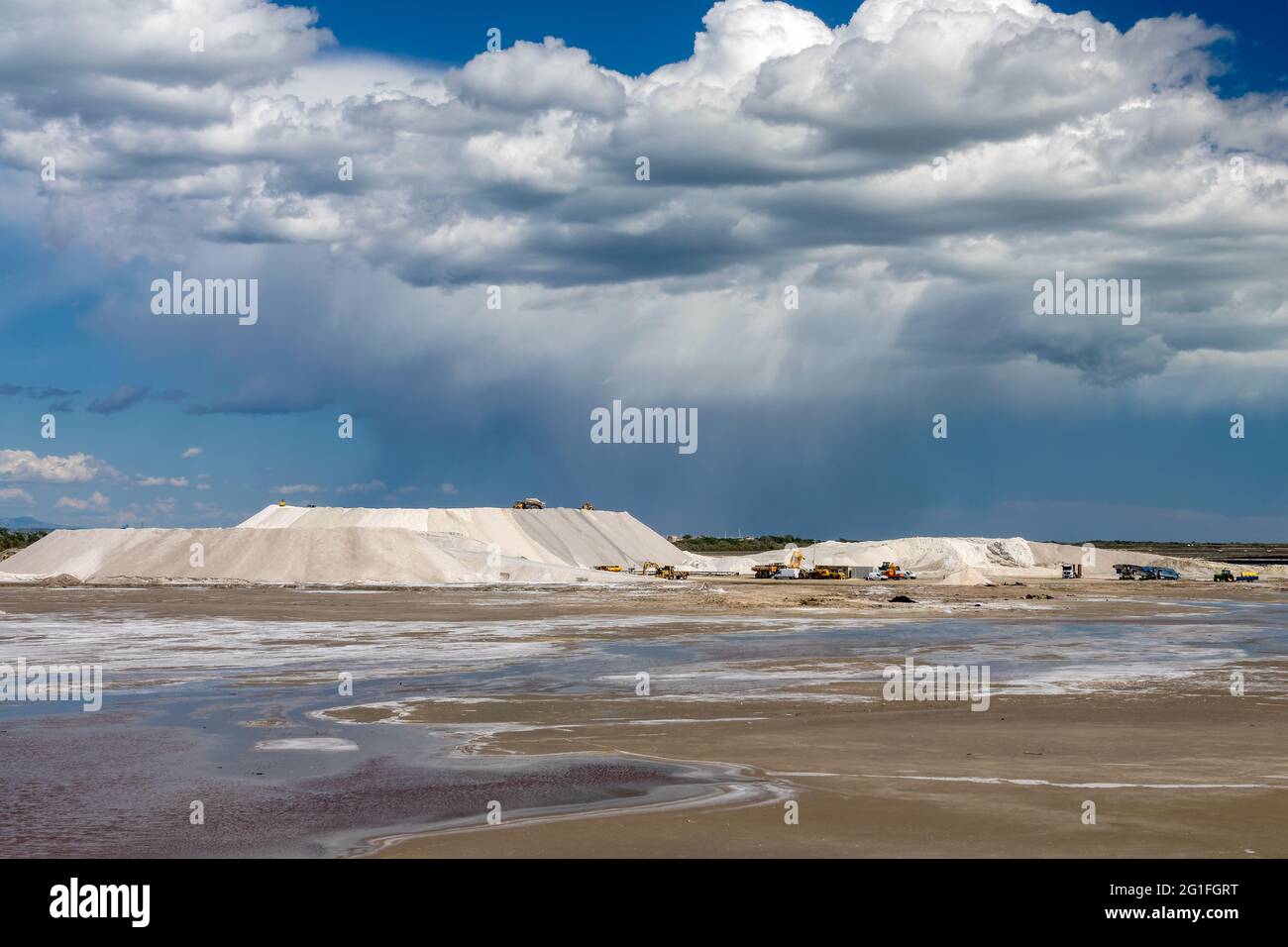 Sea salt pile at Salin de Giraud saltworks in the Camargue in Provence ...