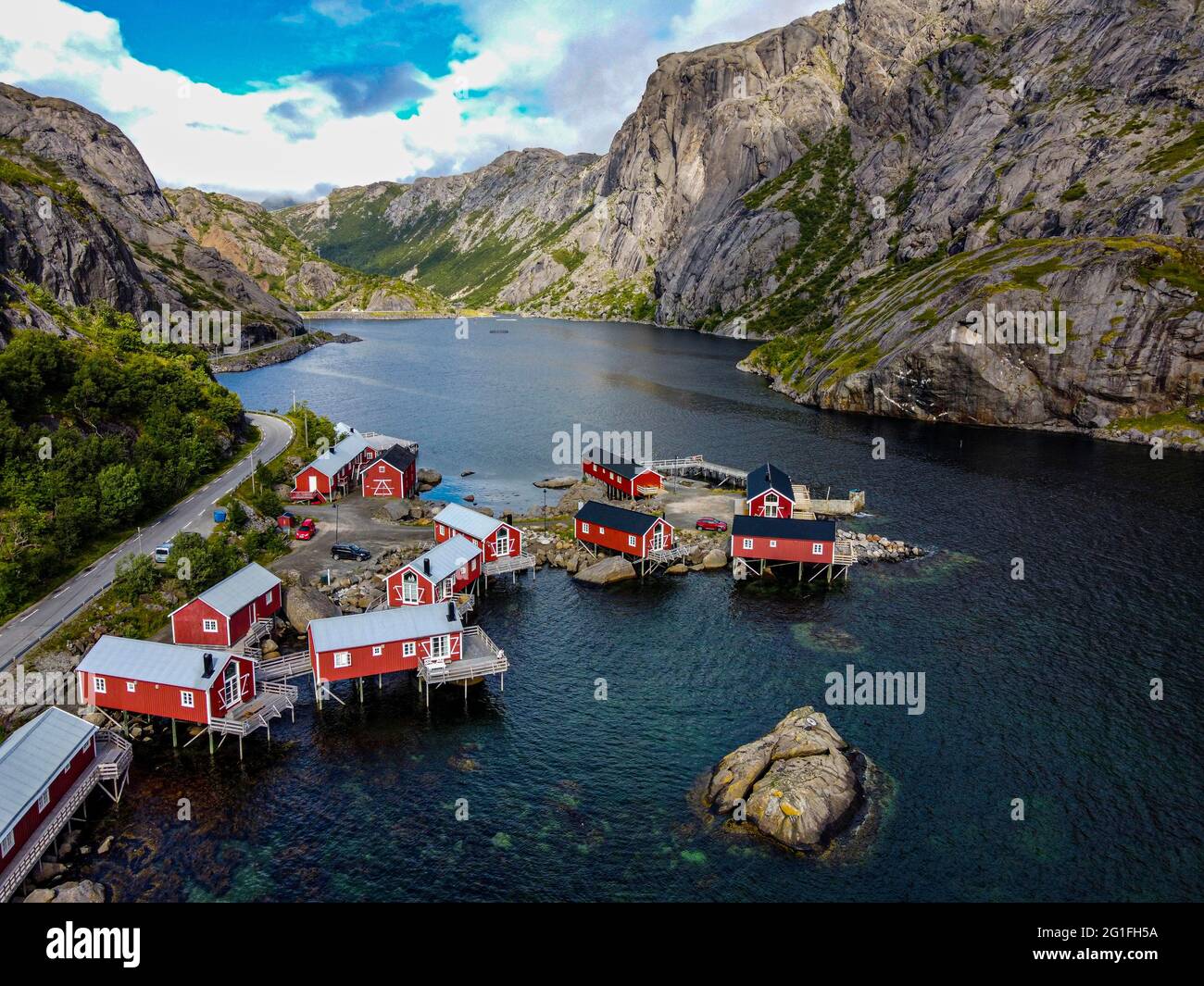 Aerial of the village of Nusfjord, Lofoten, Norway Stock Photo - Alamy