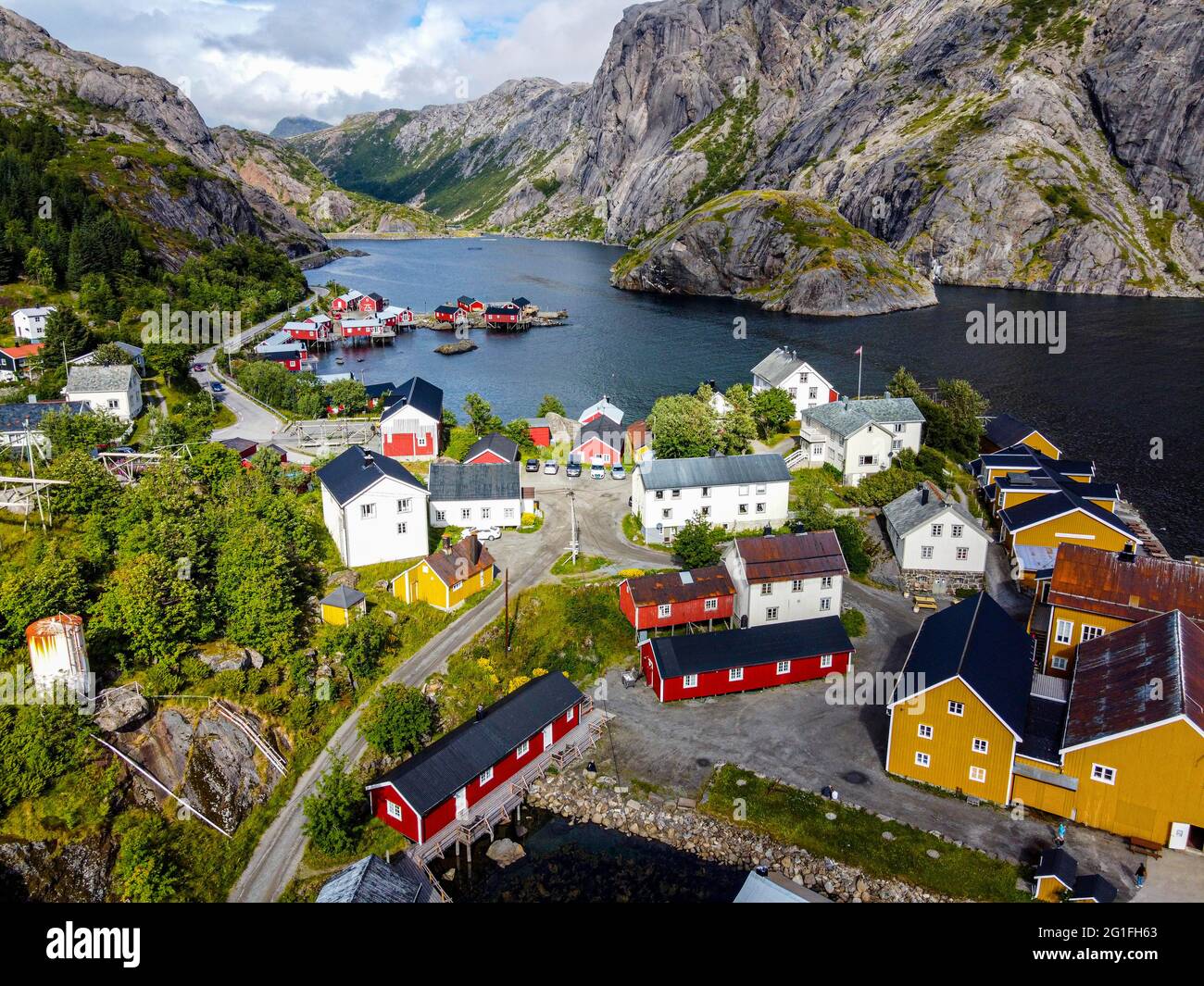 Aerial of the village of Nusfjord, Lofoten, Norway Stock Photo - Alamy