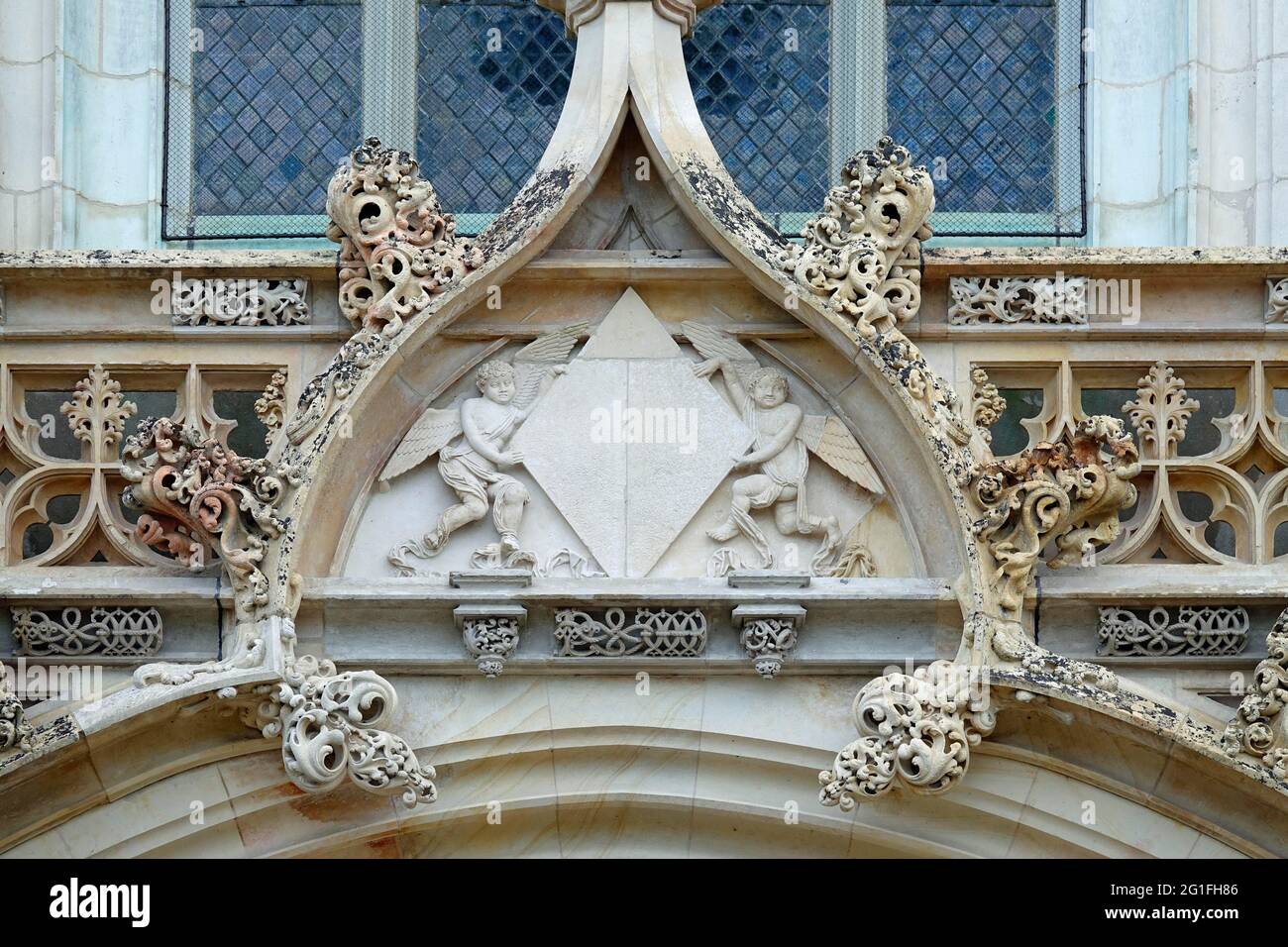 Wimperg side portal, Former Brou Monastery, Monastere royal de Brou of ...