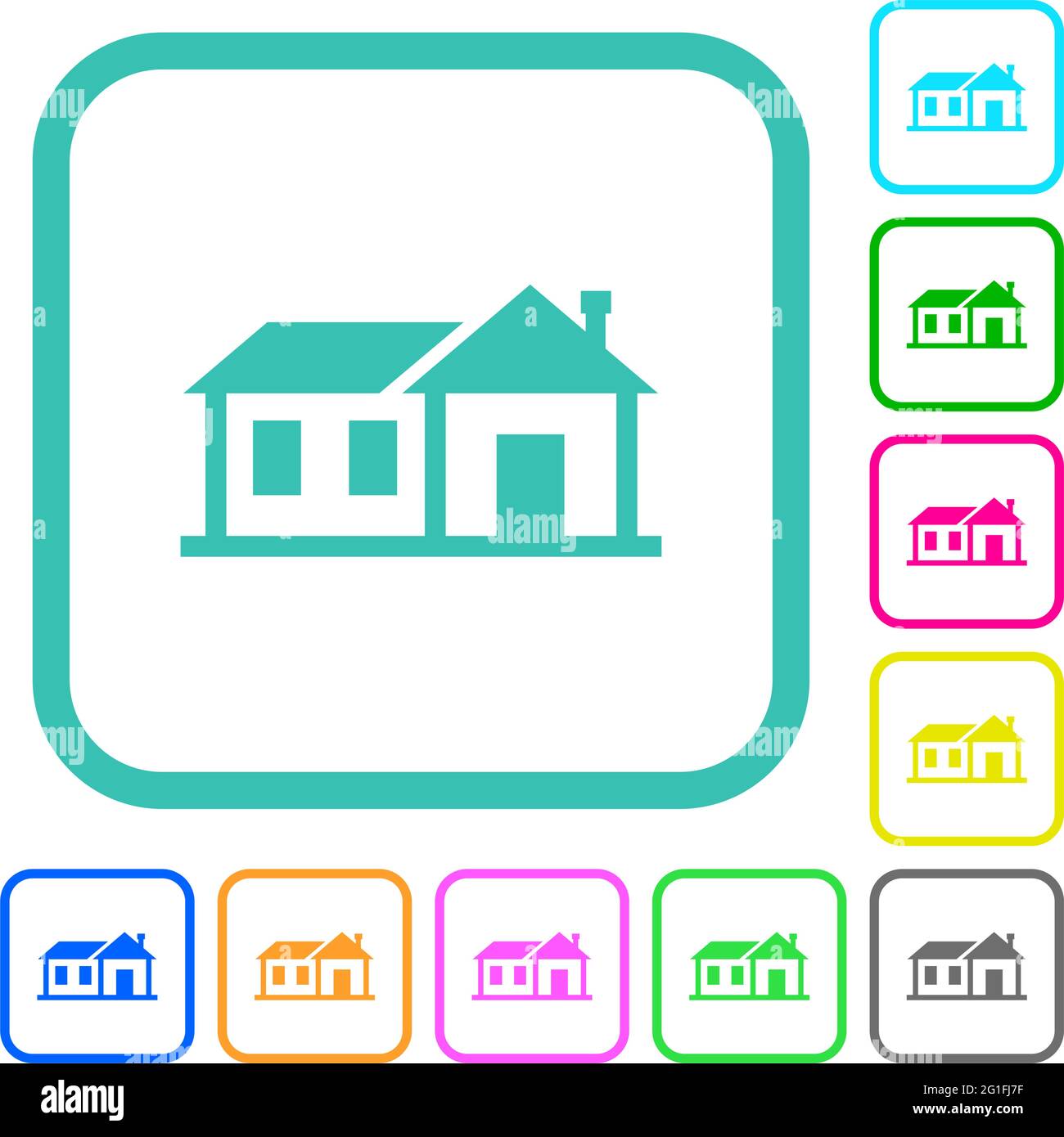 Family house vivid colored flat icons in curved borders on white ...