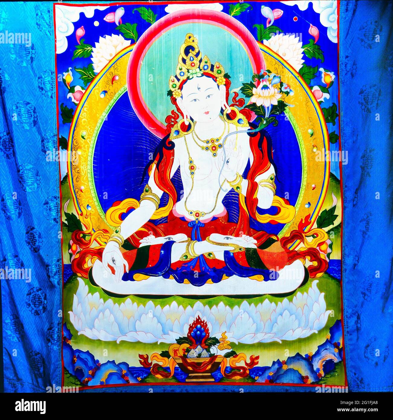 White Tara Thangka, Manjusri Monastery, Ulaanbaatar, Mongolia Stock ...