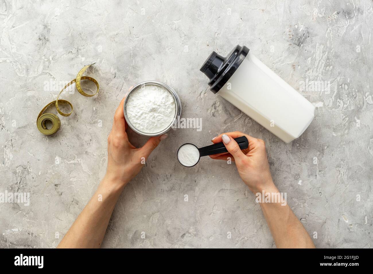 Hands holding protein powder hi-res stock photography and images - Alamy