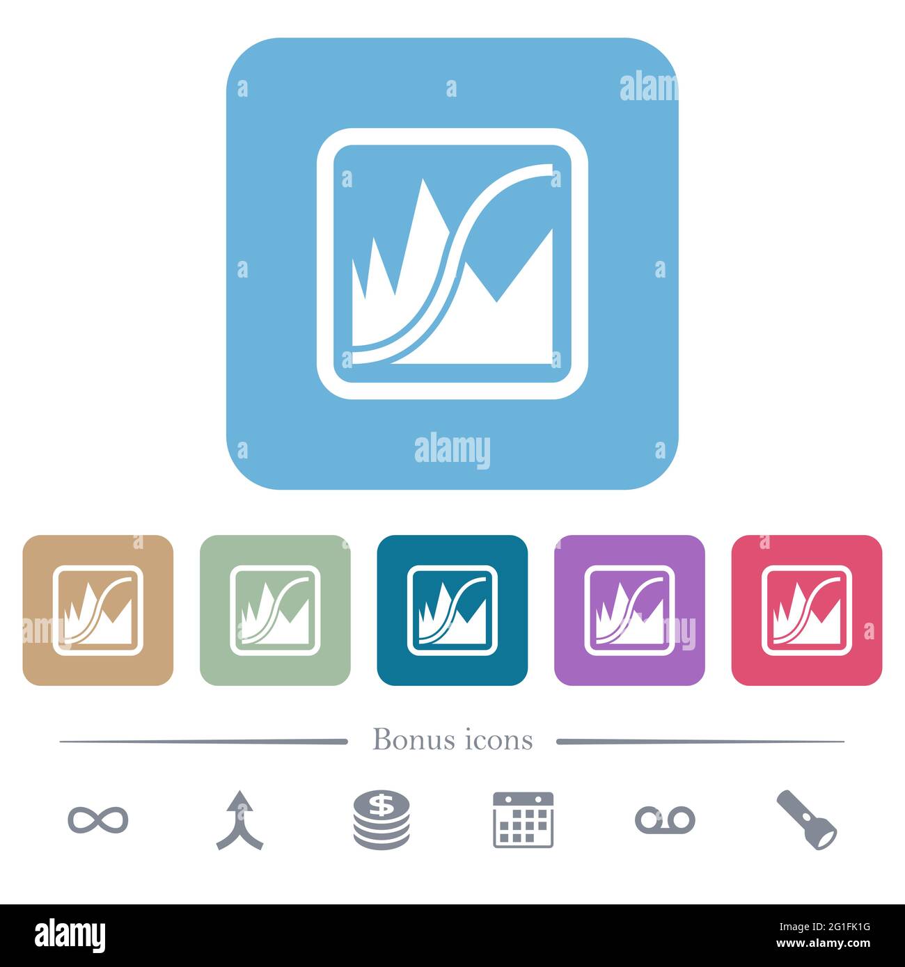 Adjust image curves white flat icons on color rounded square ...