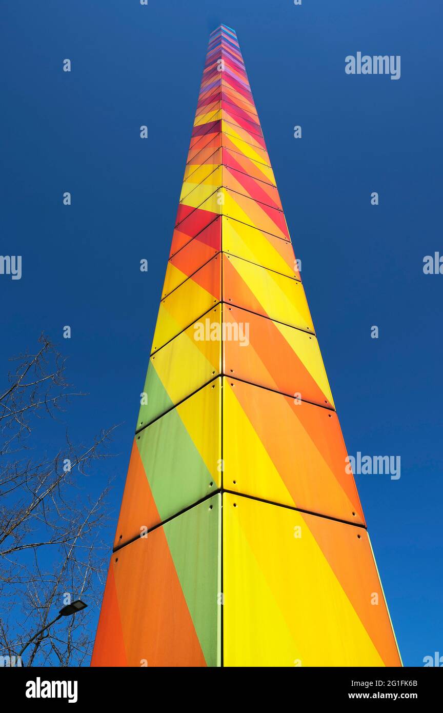 Colorful column, art on the building, Campus Grosshadern, LMU Hospital ...