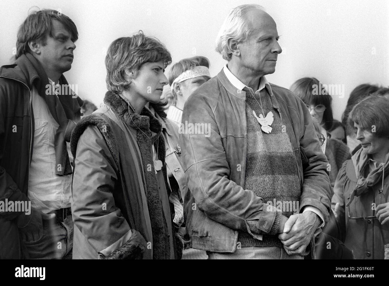 Petra Kelly and Gert Bastian at a peace demonstration in the sog, Fulda ...