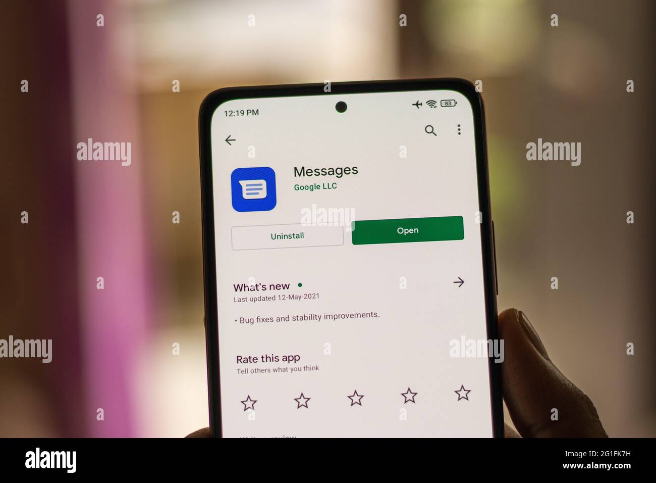 Assam, india - May 29, 2021 : Google Messages logo on phone screen ...