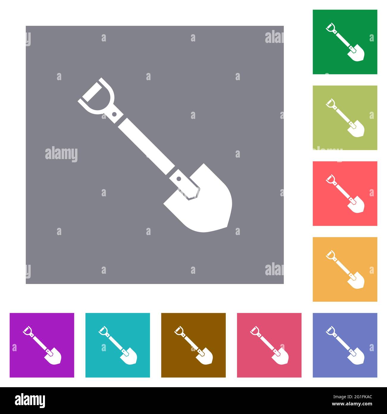 Shovel flat icons on simple color square backgrounds Stock Vector Image ...