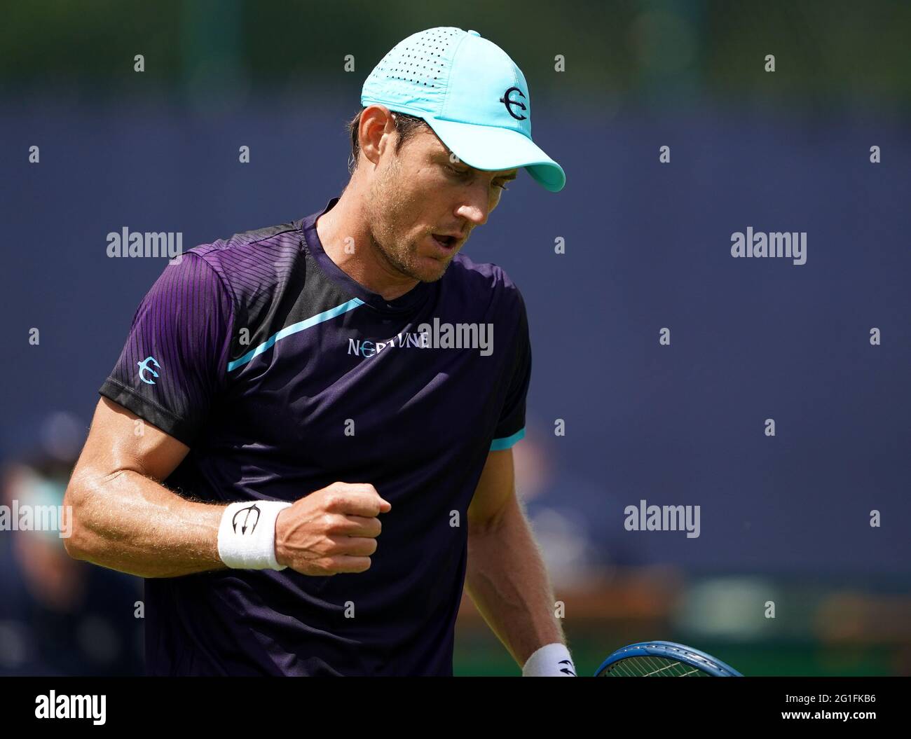 Australia's Matthew Ebden reacts during day three of the Viking Open at ...