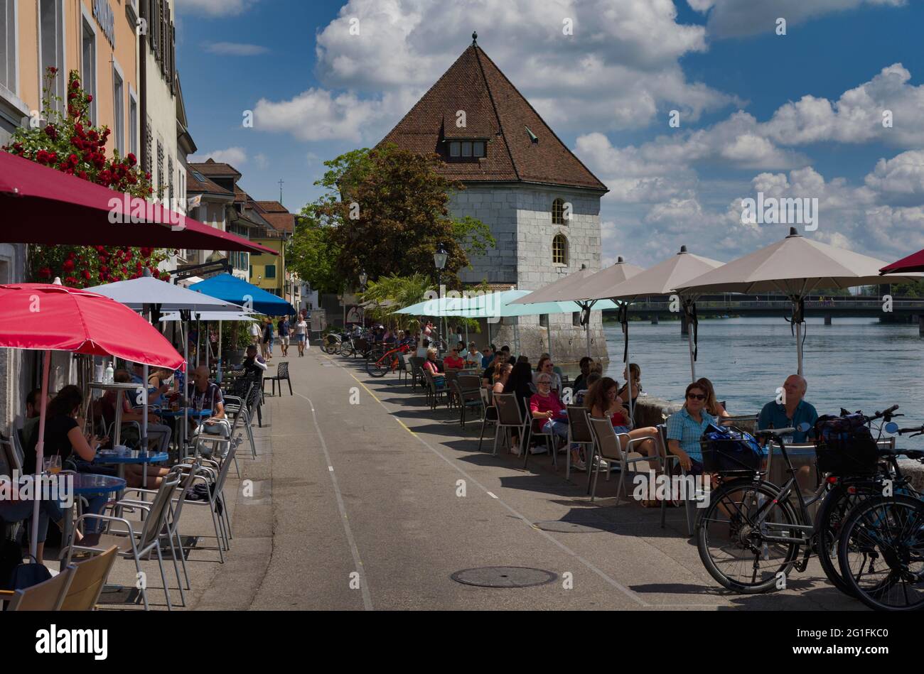 Bars, cafes and restaurants, Landhausquai, Landhaus, riverside ...