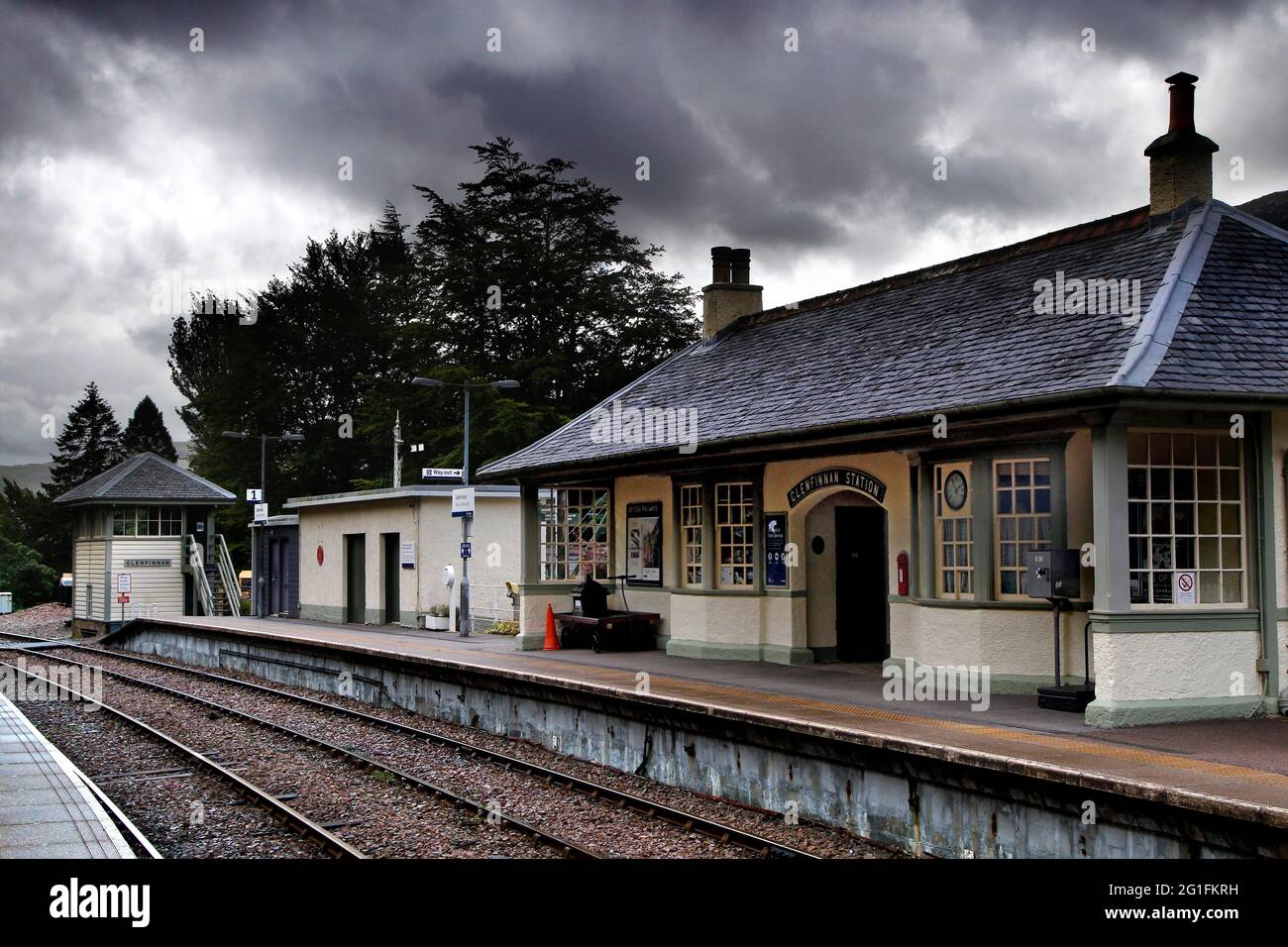 Glenfinnan railway station, station concourse, rails, West Highland ...