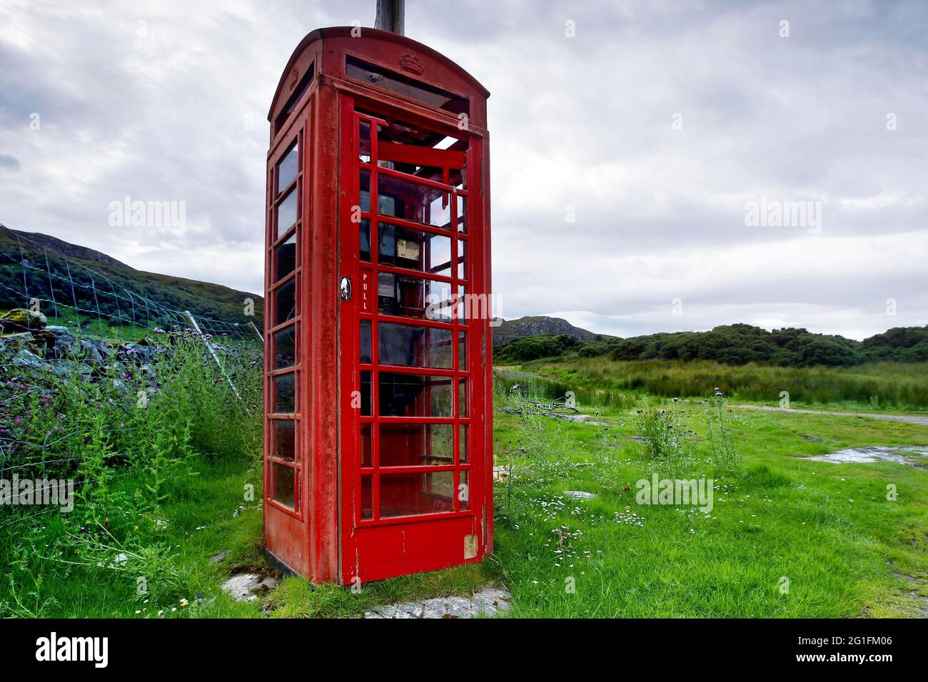 Red telephone box, Kyle of Tong, North coast, Highlands, Highland ...
