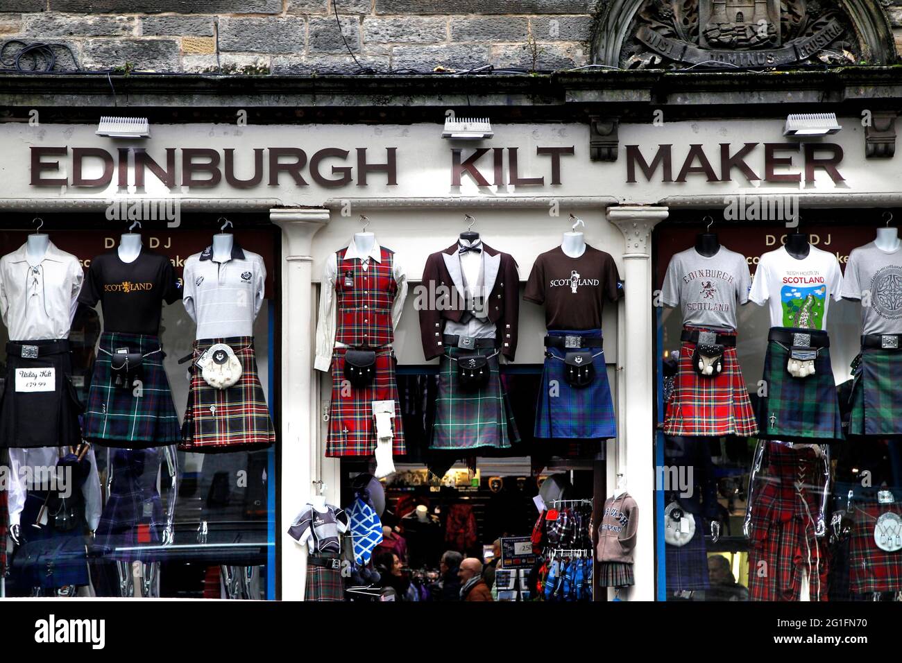 Shop window kiltmaker, kilt tailor, kilt, tartan, check pattern, plaid ...