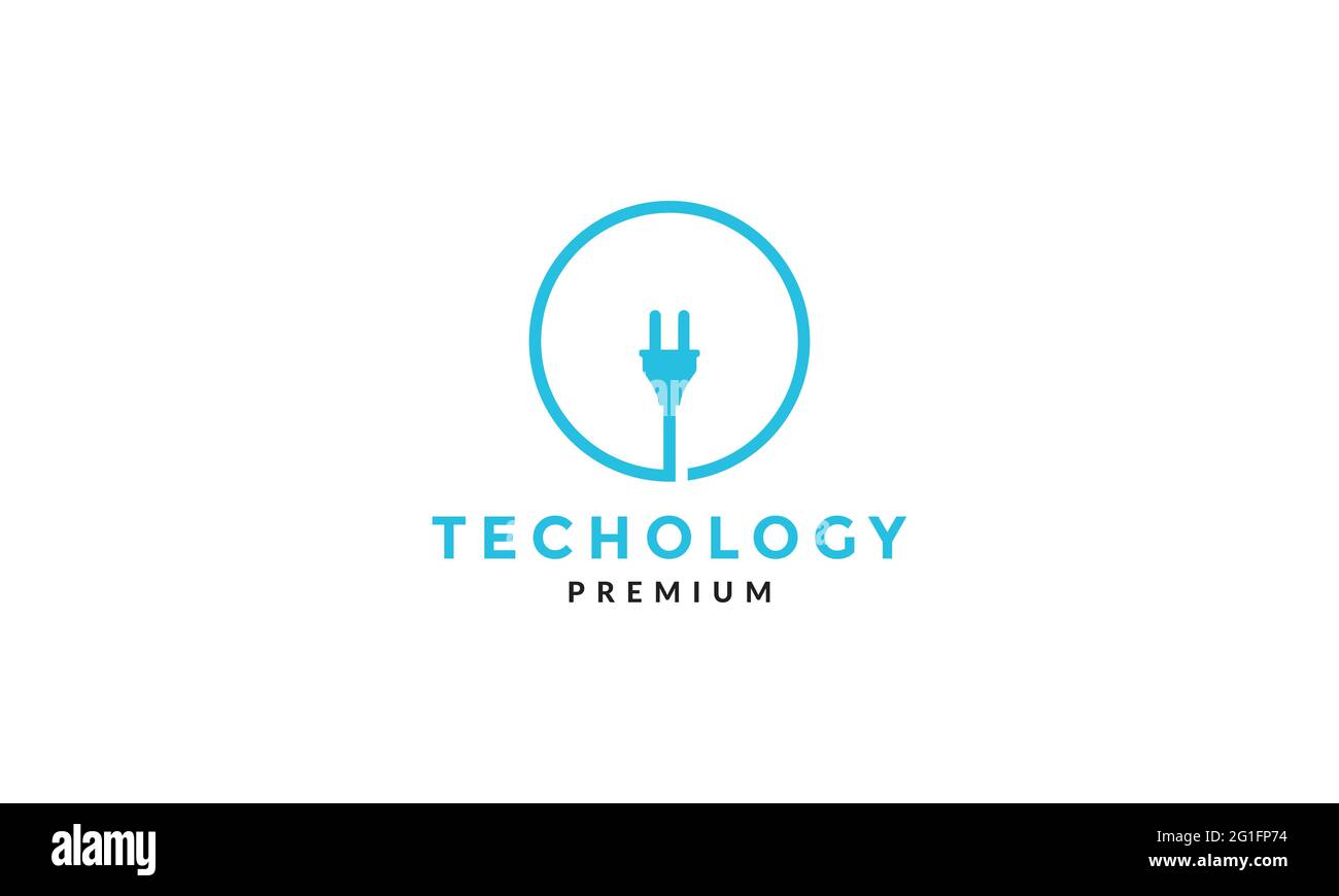 circle tech electric plugs line logo symbol vector icon illustration ...