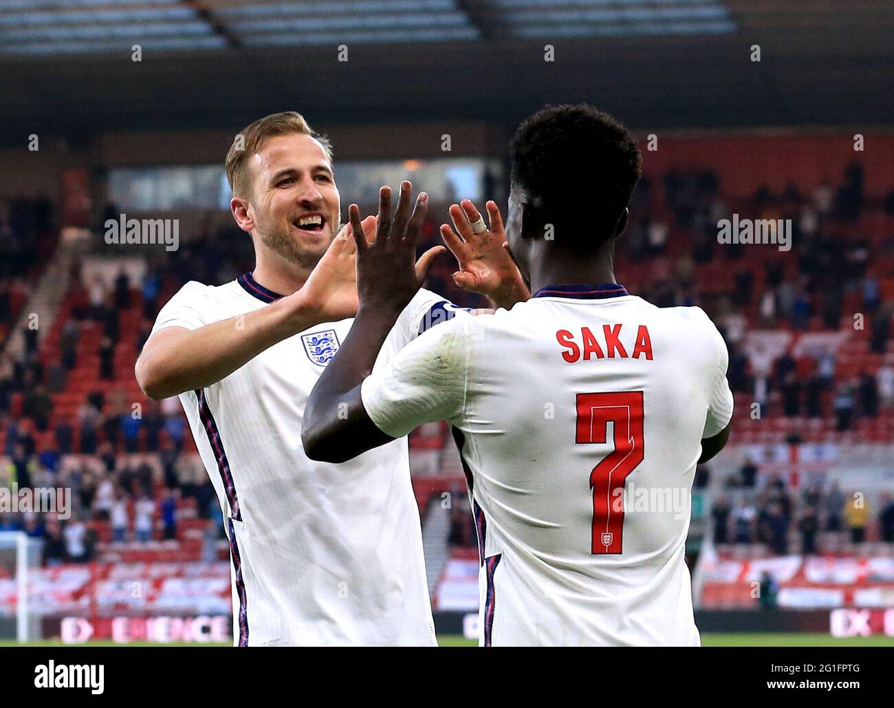File photo dated 02-06-2021 of England's Harry Kane and Bukayo Saka ...