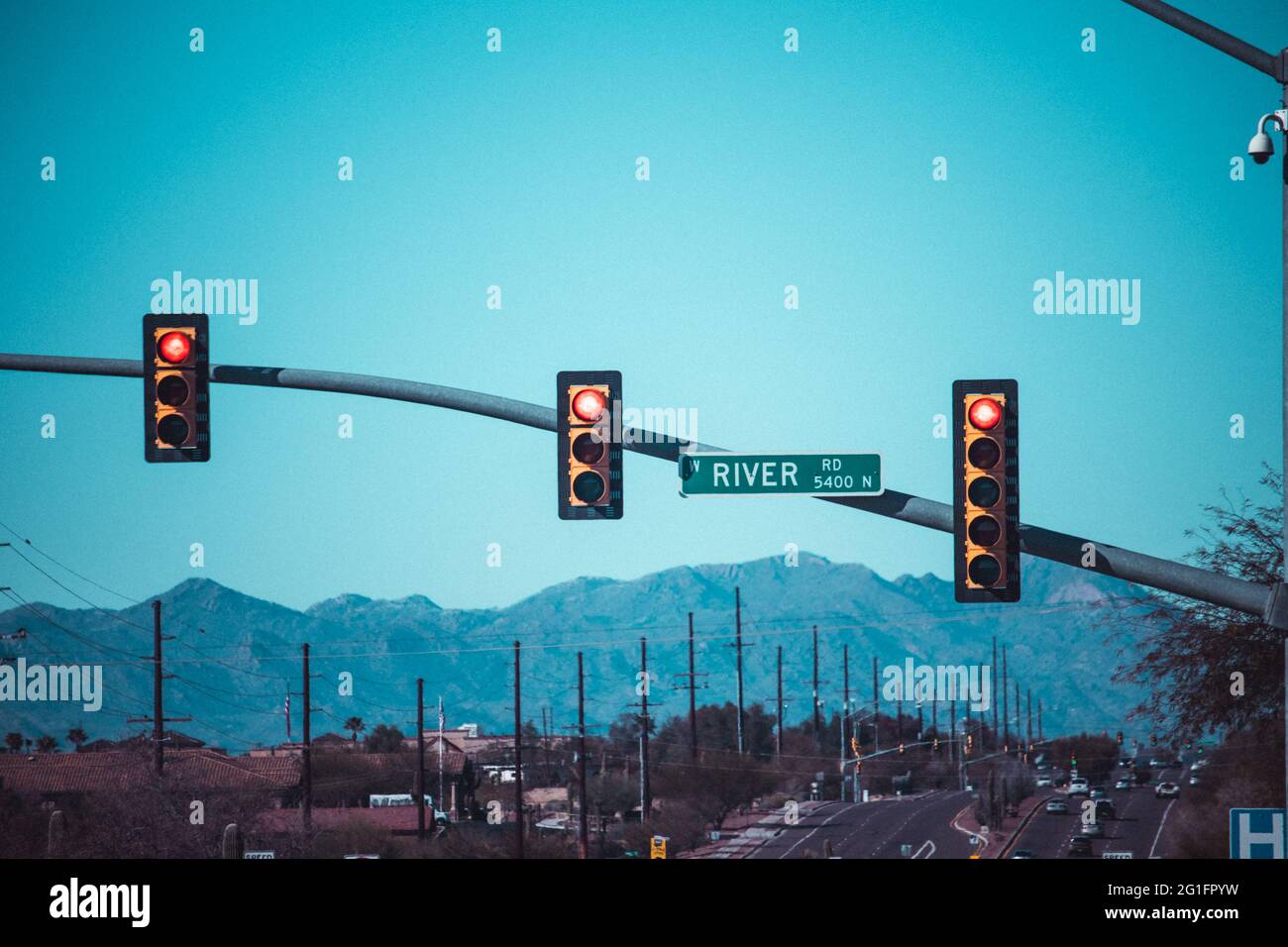 Junction at River Road Stock Photo - Alamy