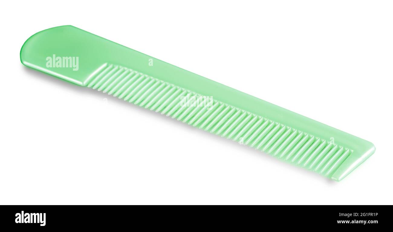The close up green comb isolated on white background Stock Photo - Alamy