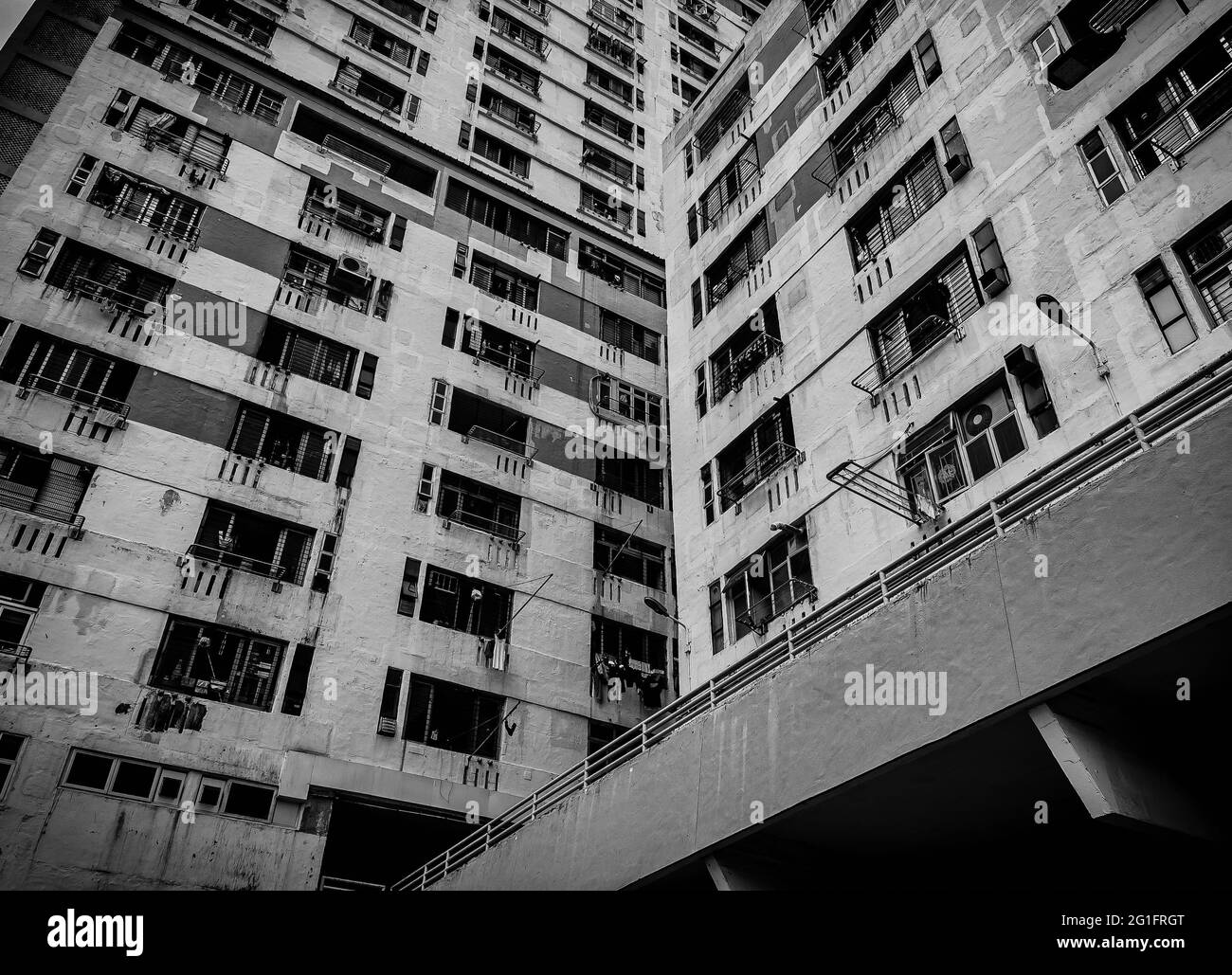 Exterior of apartment building; Black and White style Stock Photo - Alamy