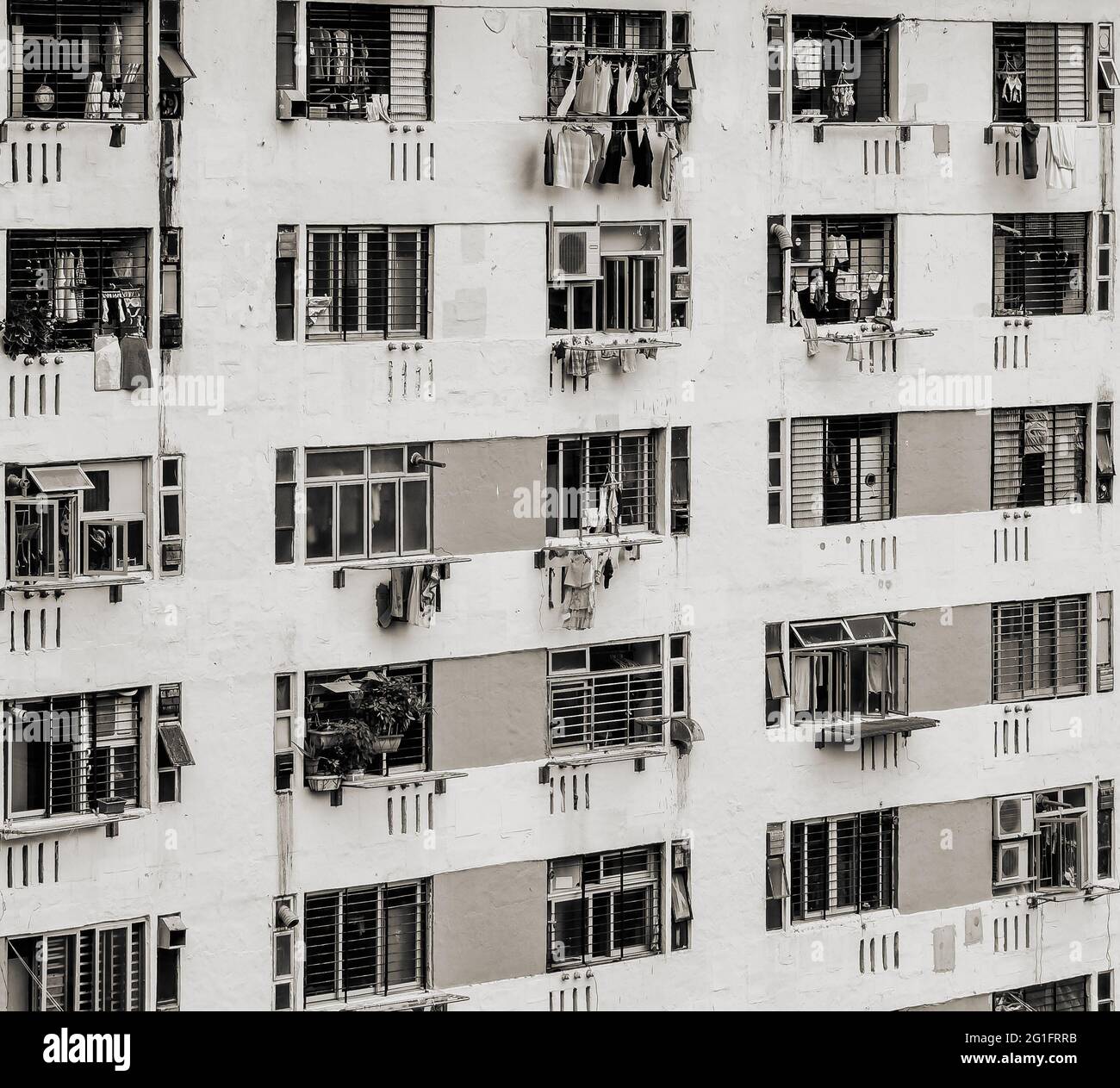Exterior of apartment building; Black and White style Stock Photo - Alamy