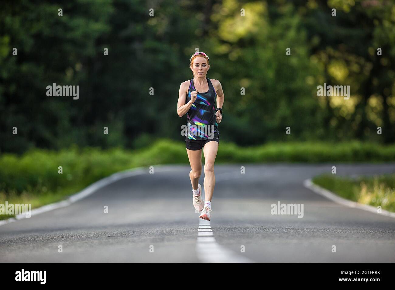 Girl running in nature, it is her healthy and free lifestyle Stock ...
