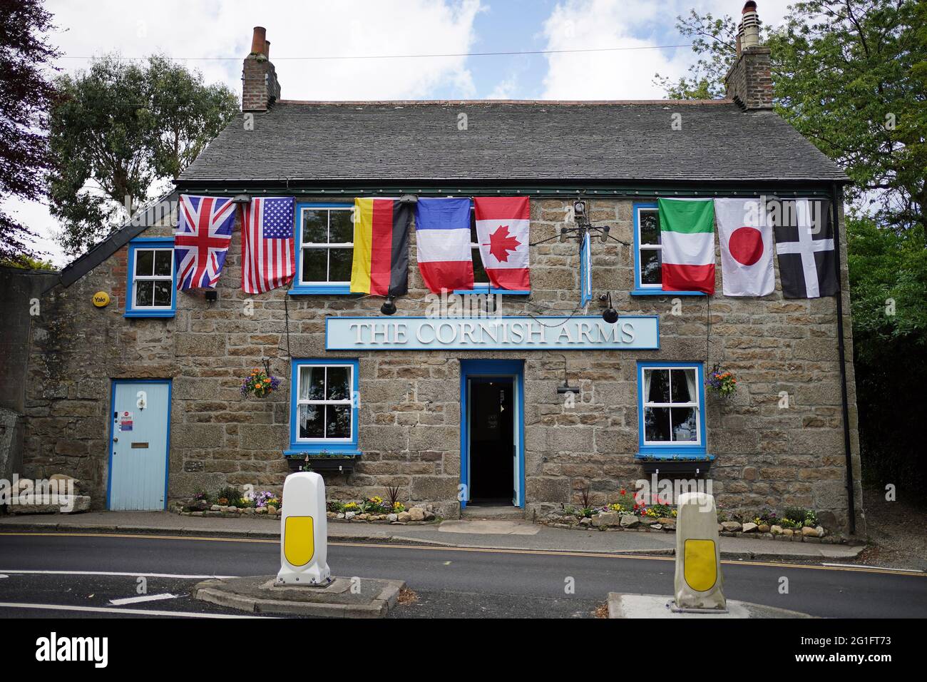 World flags, including the flag of Cornwall (right), decorateThe ...