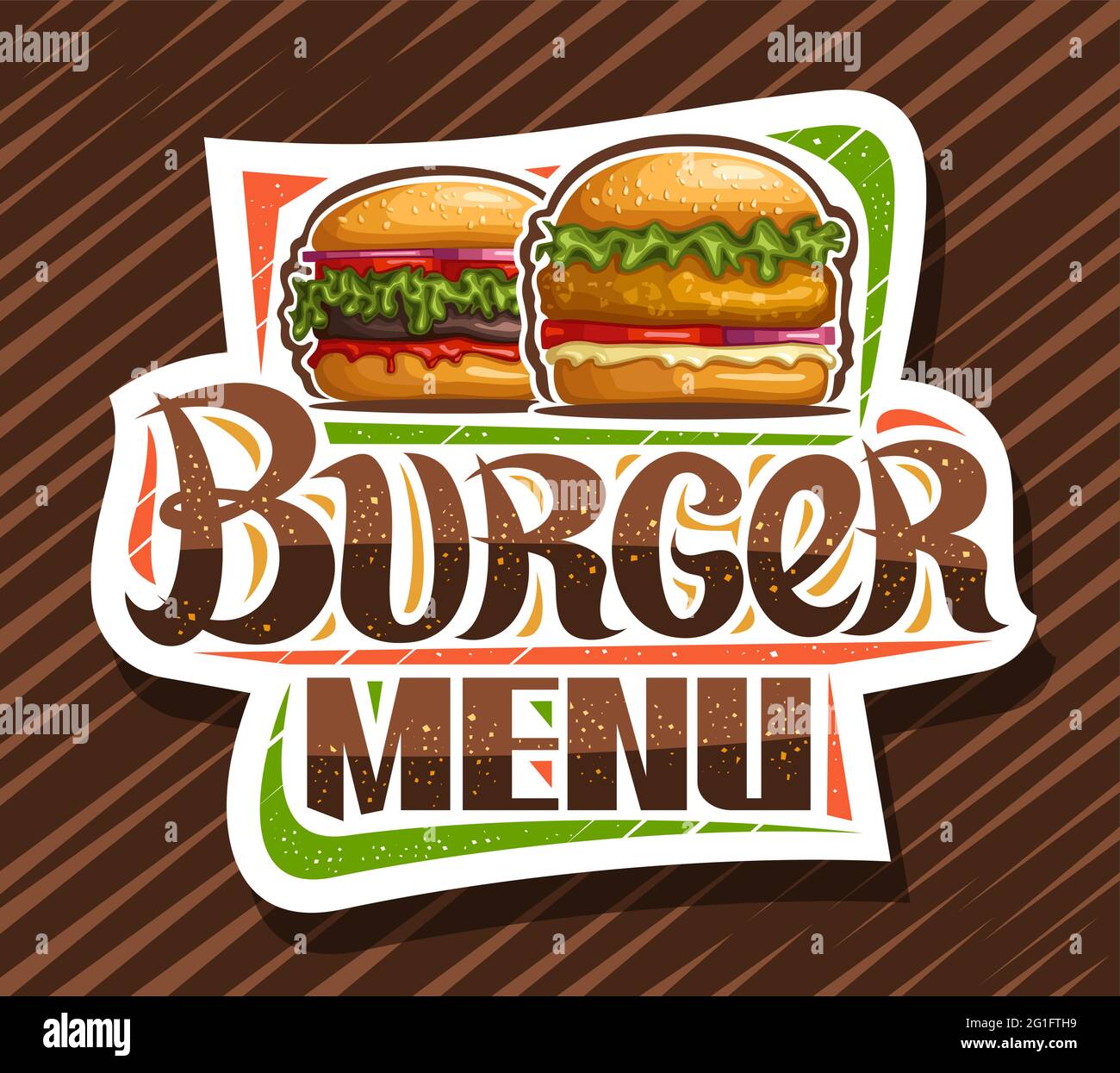 Vector logo for Burger Menu, decorative cut paper sign board with ...