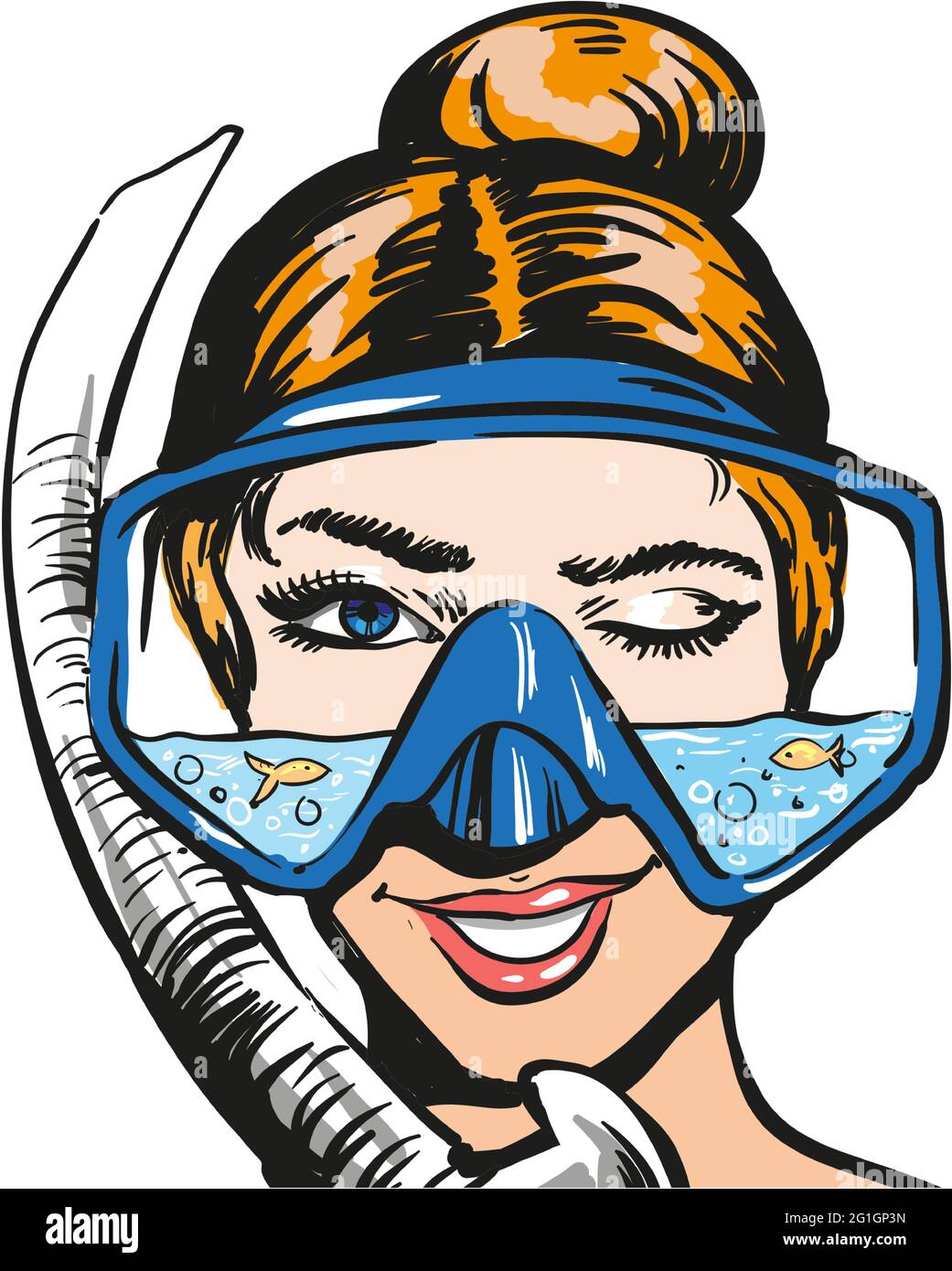 Diving girl vintage Stock Vector Images - Alamy