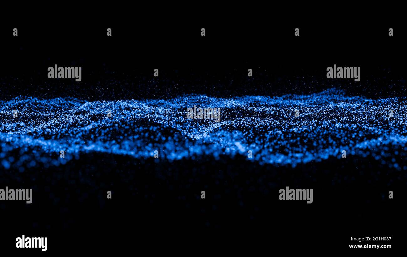 abstract particles floating form on black background, illustration ...