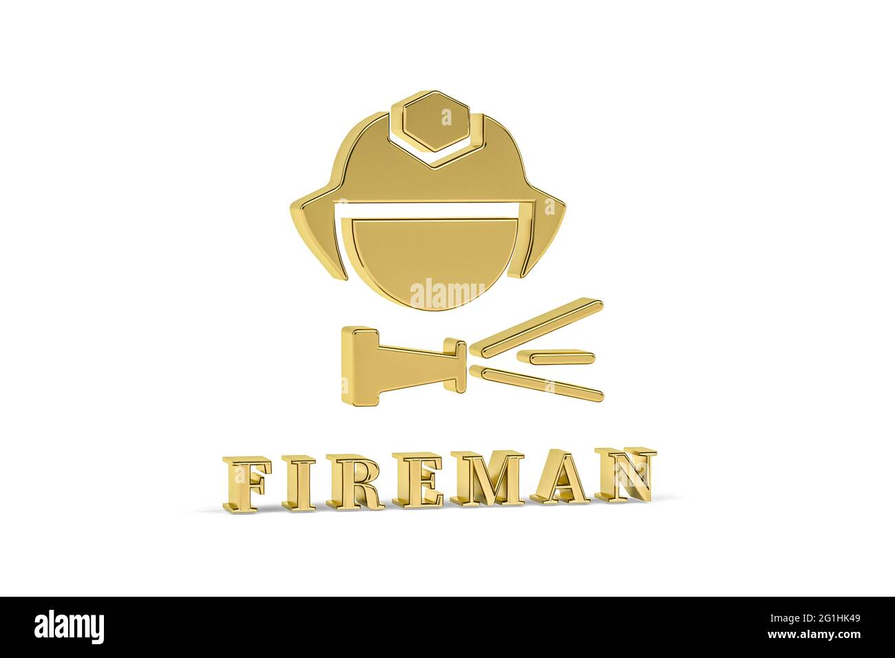 Golden 3d firefighter icon isolated on white background - 3d render ...