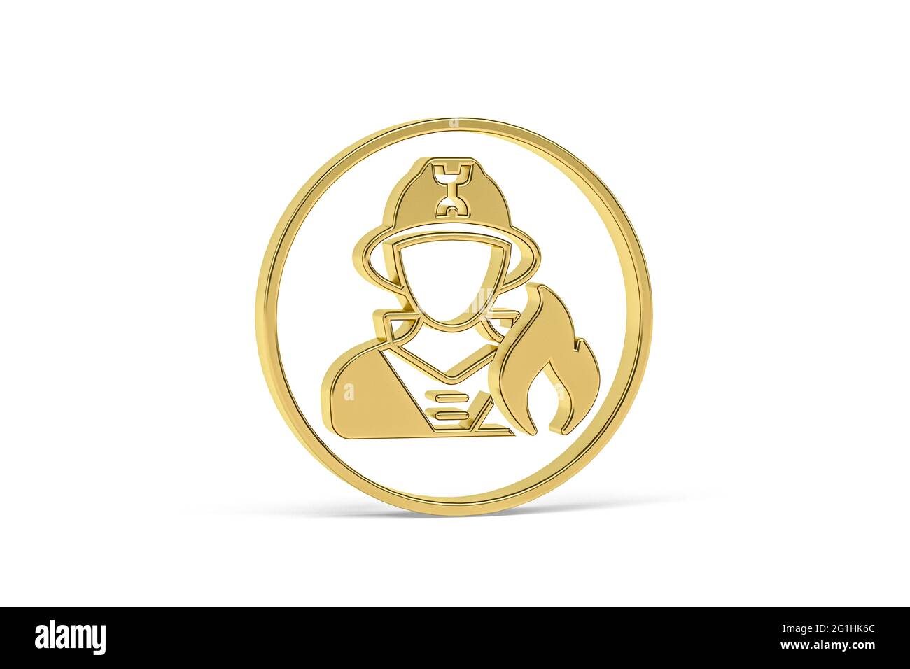 Golden 3d firefighter icon isolated on white background - 3d render ...