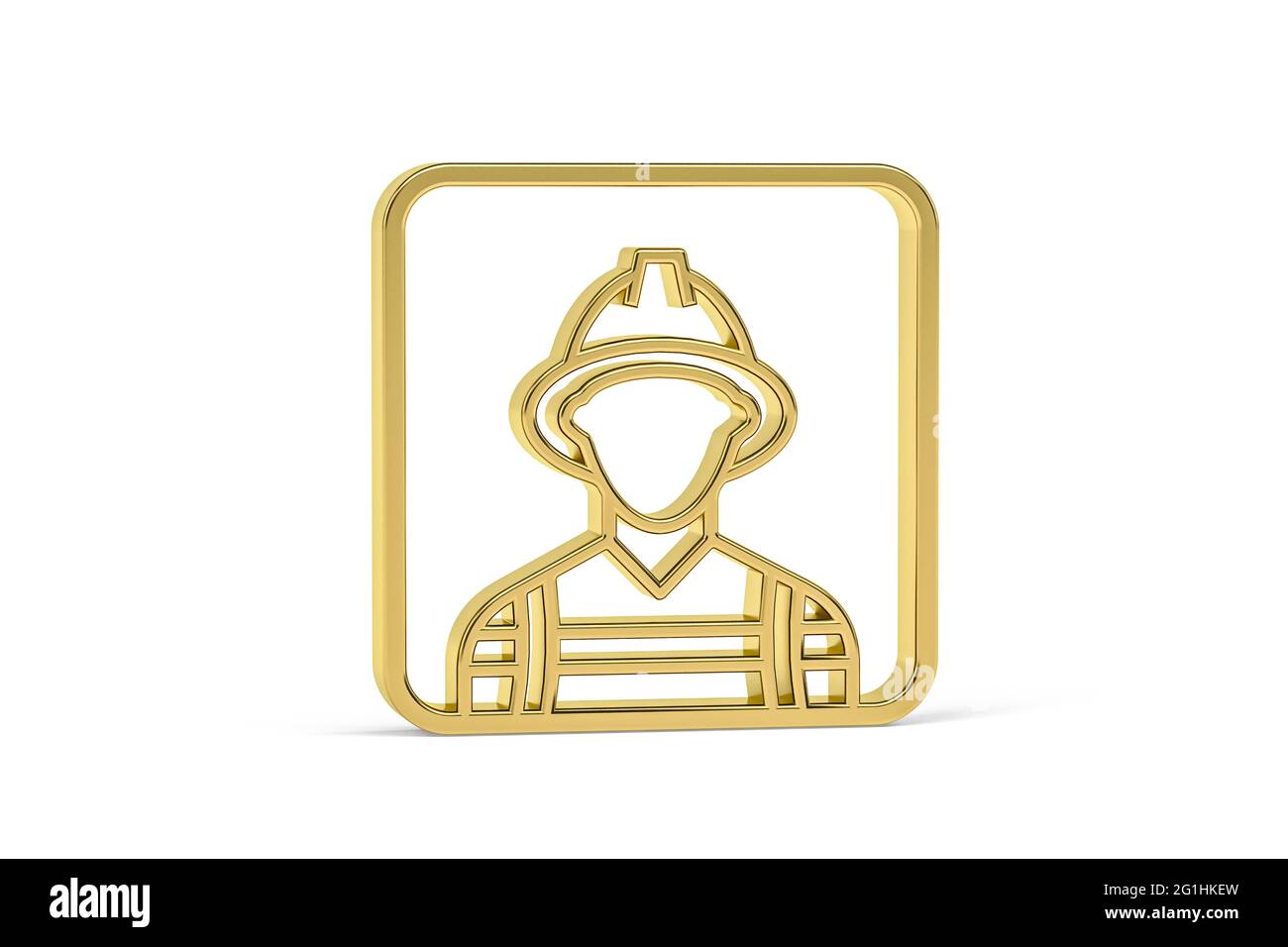 Golden 3d firefighter icon isolated on white background - 3d render ...