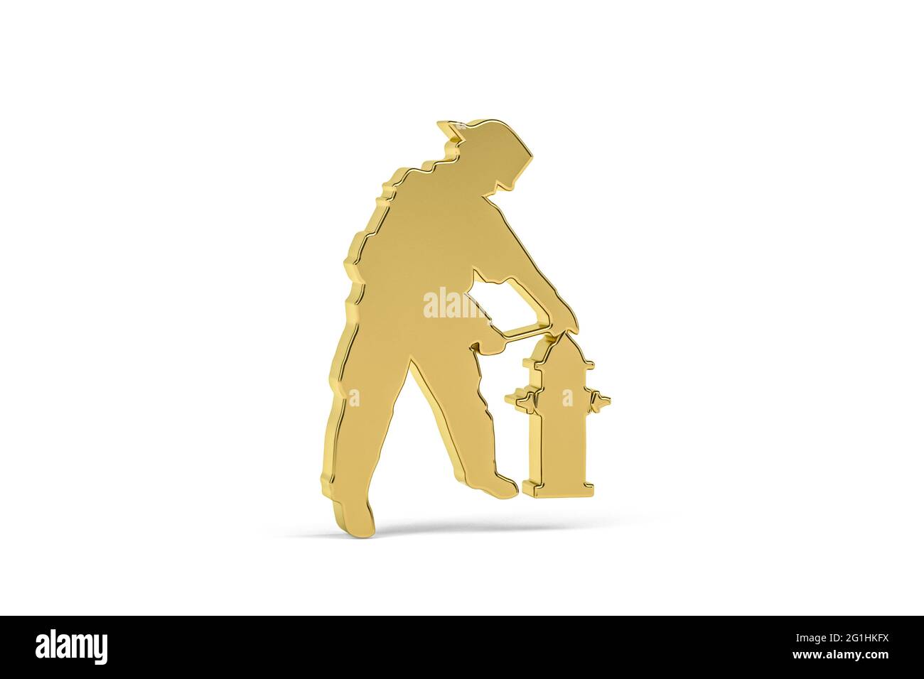 Golden 3d firefighter icon isolated on white background - 3d render ...