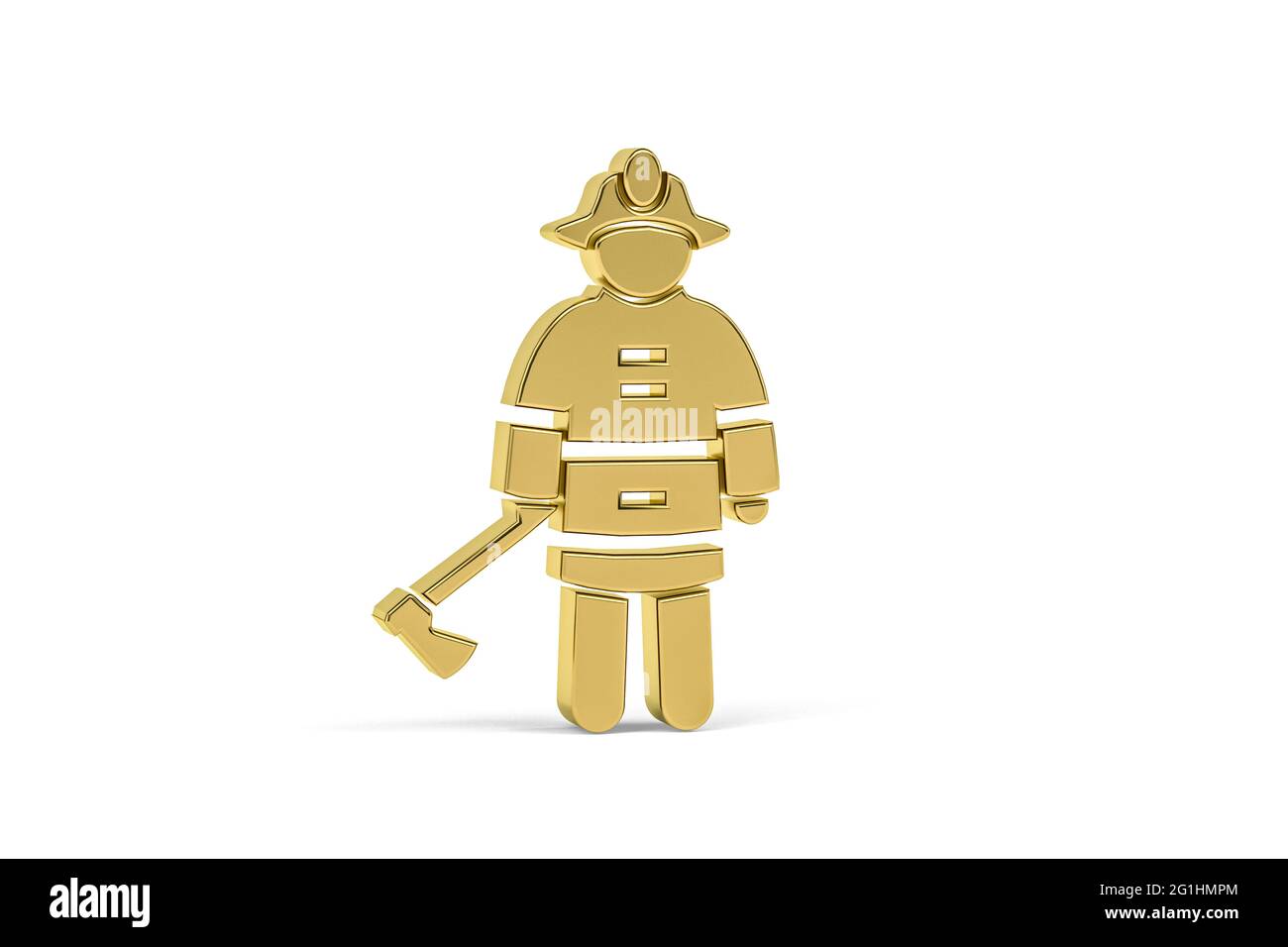 Golden 3d firefighter icon isolated on white background - 3d render ...
