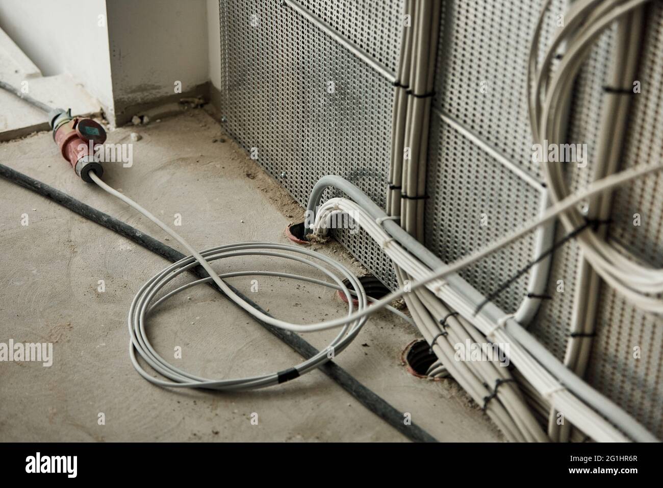 industry electric wire installation in a building Stock Photo - Alamy