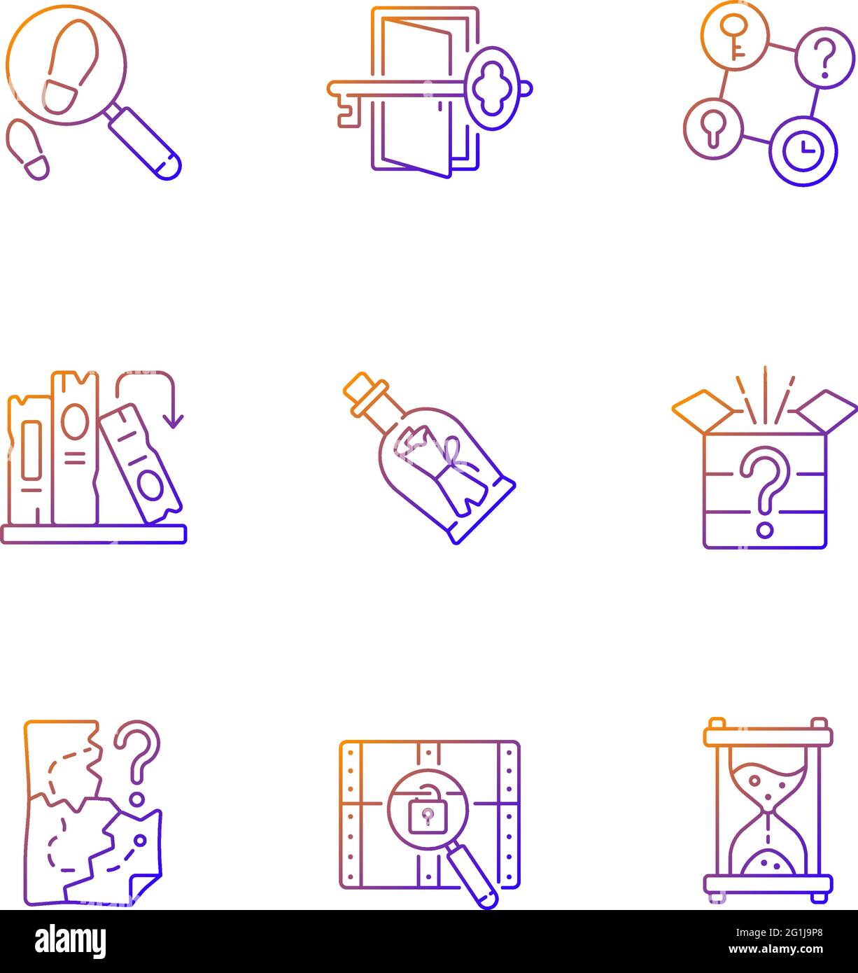 Puzzle solving gradient linear vector icons set Stock Vector Image & Art - Alamy