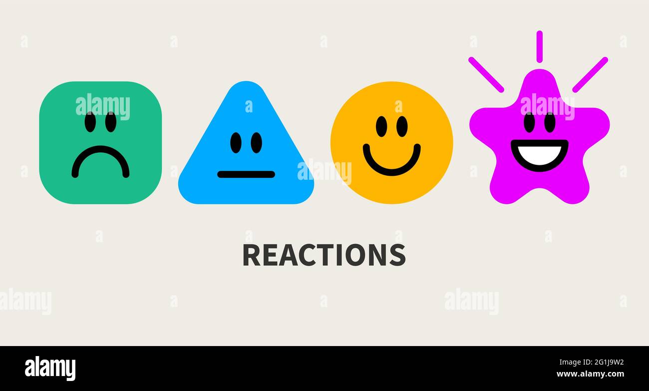 Set of emotional reactions. Negative, positive, neutral reaction. Icon ...